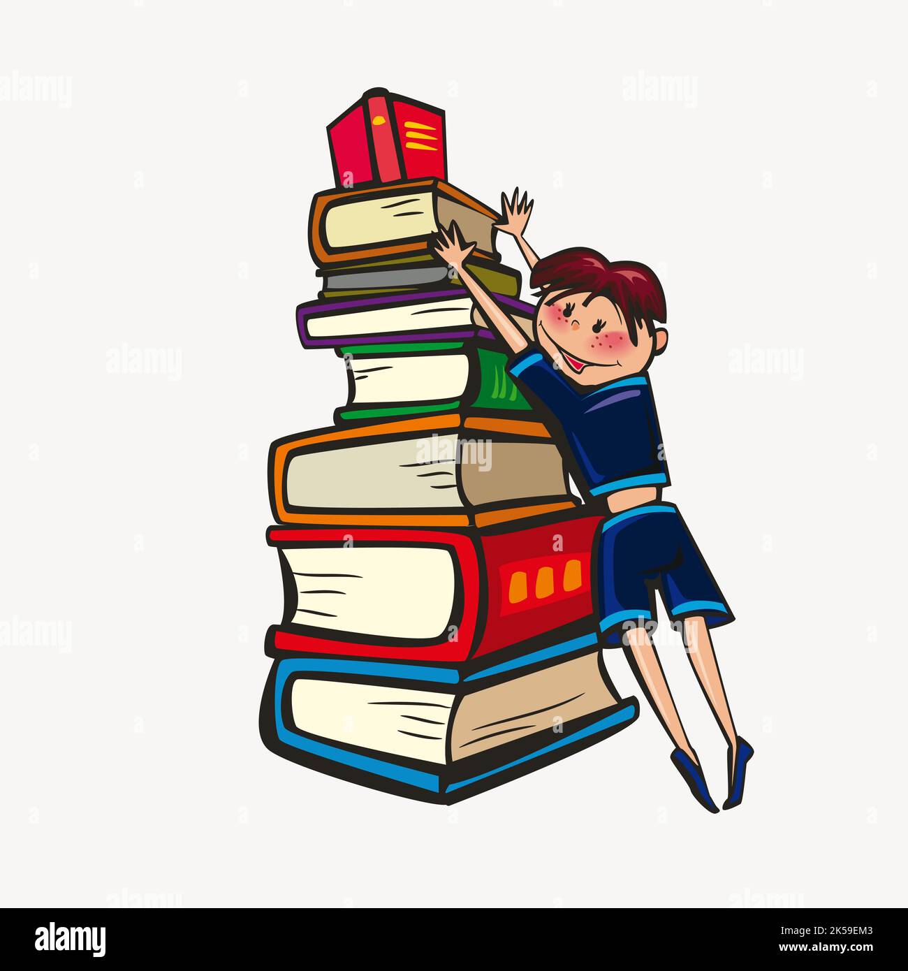 Girl reaching for book clipart, cartoon illustration vector Stock ...