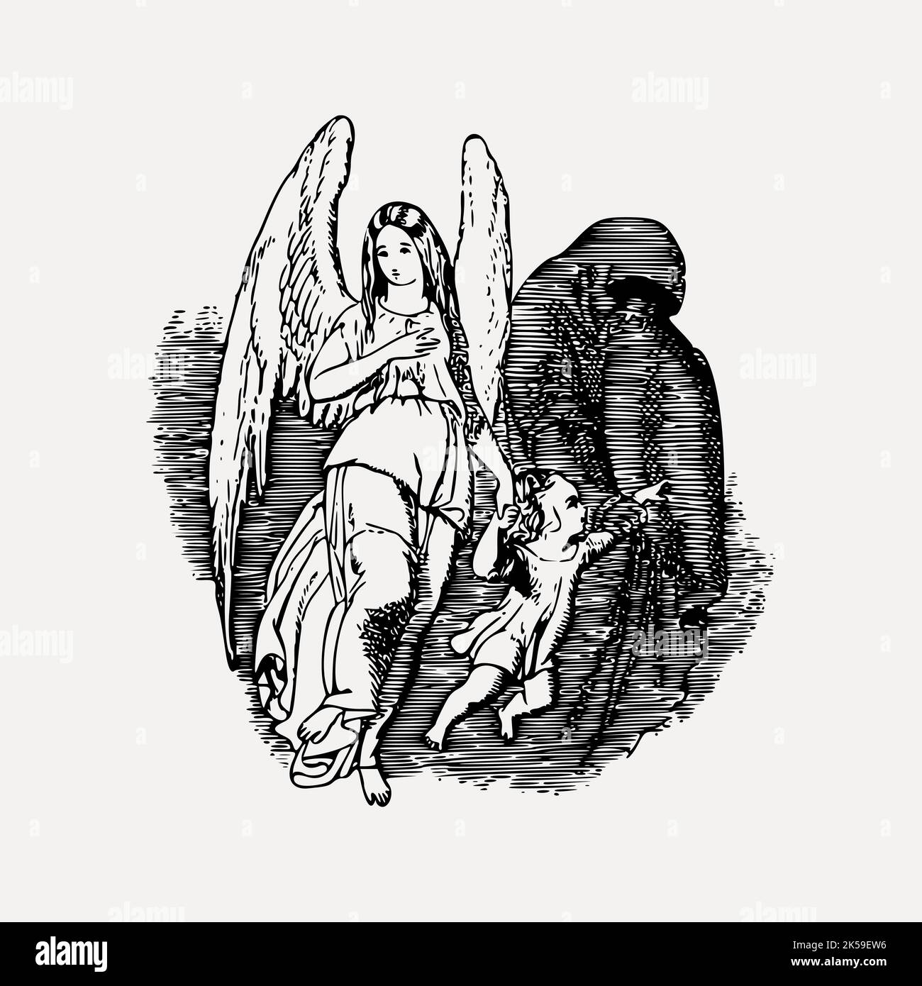 Angel and reaper clipart, fantasy illustration vector Stock Vector ...