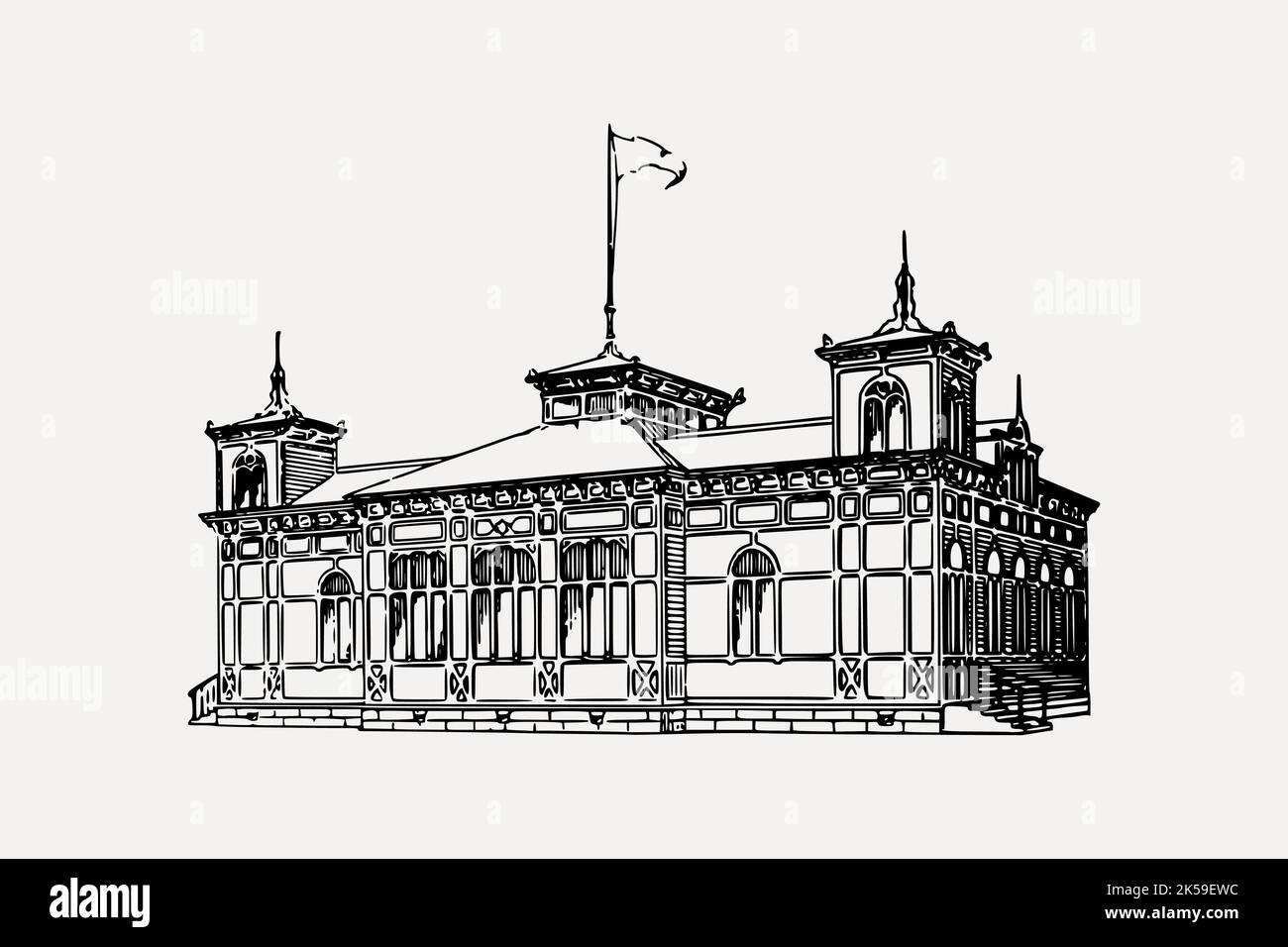 Vintage building drawing hi-res stock photography and images - Alamy