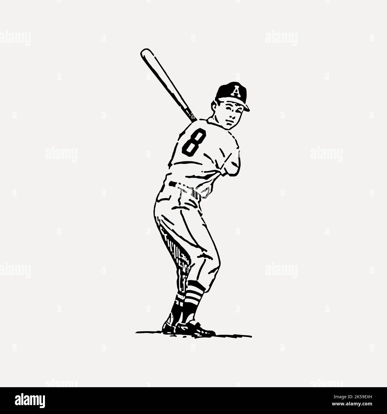 Baseball player collage element, vintage sports illustration vector ...