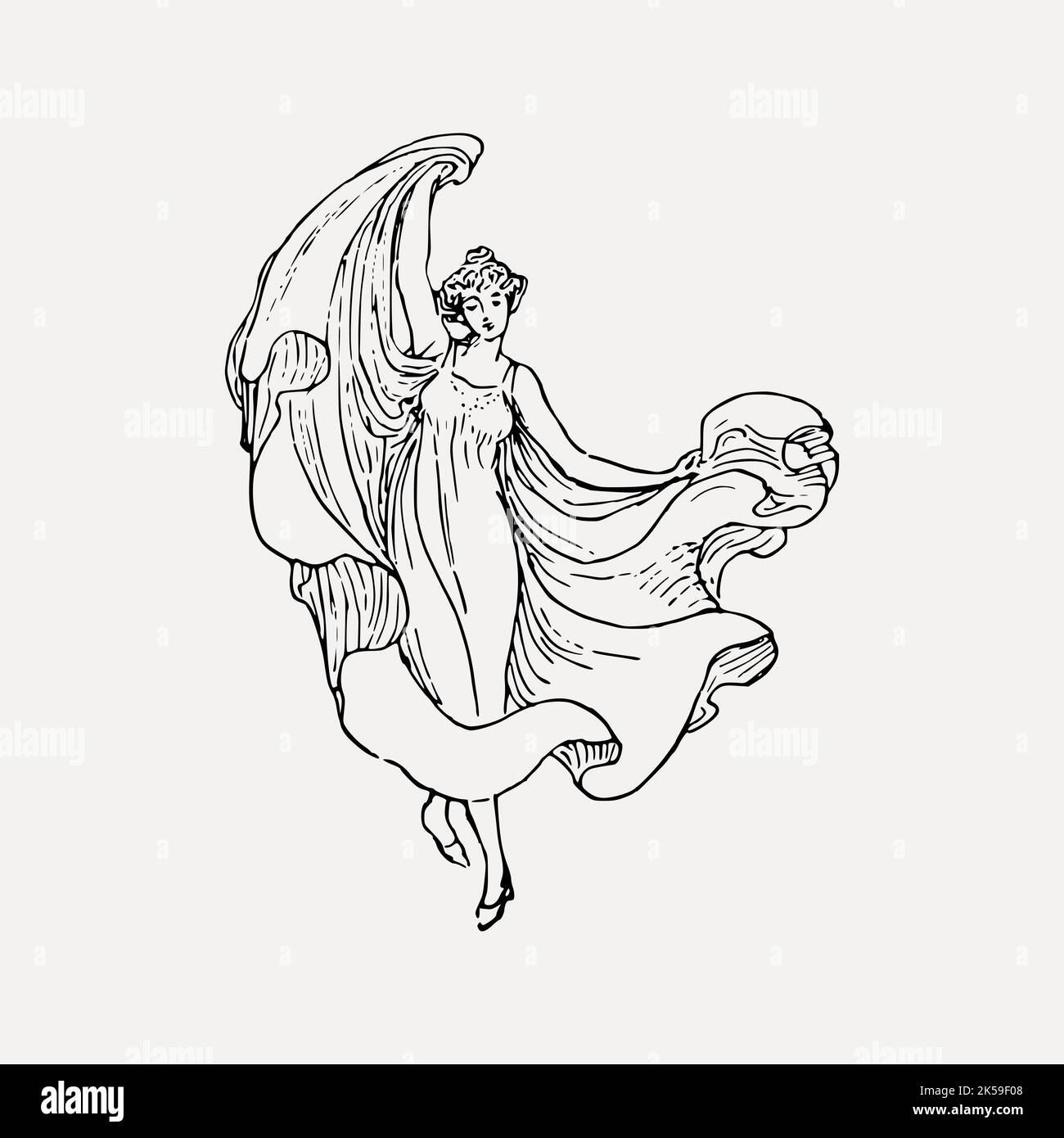 Dancing maiden clipart, vintage illustration vector Stock Vector Image ...