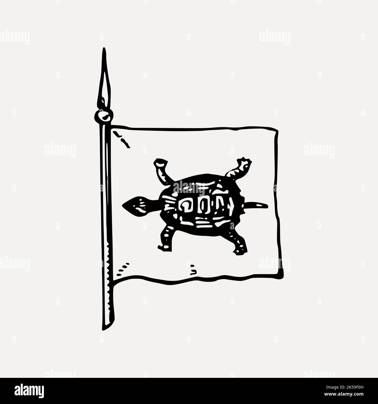 Turtle flag clipart, animal illustration vector Stock Vector Image ...