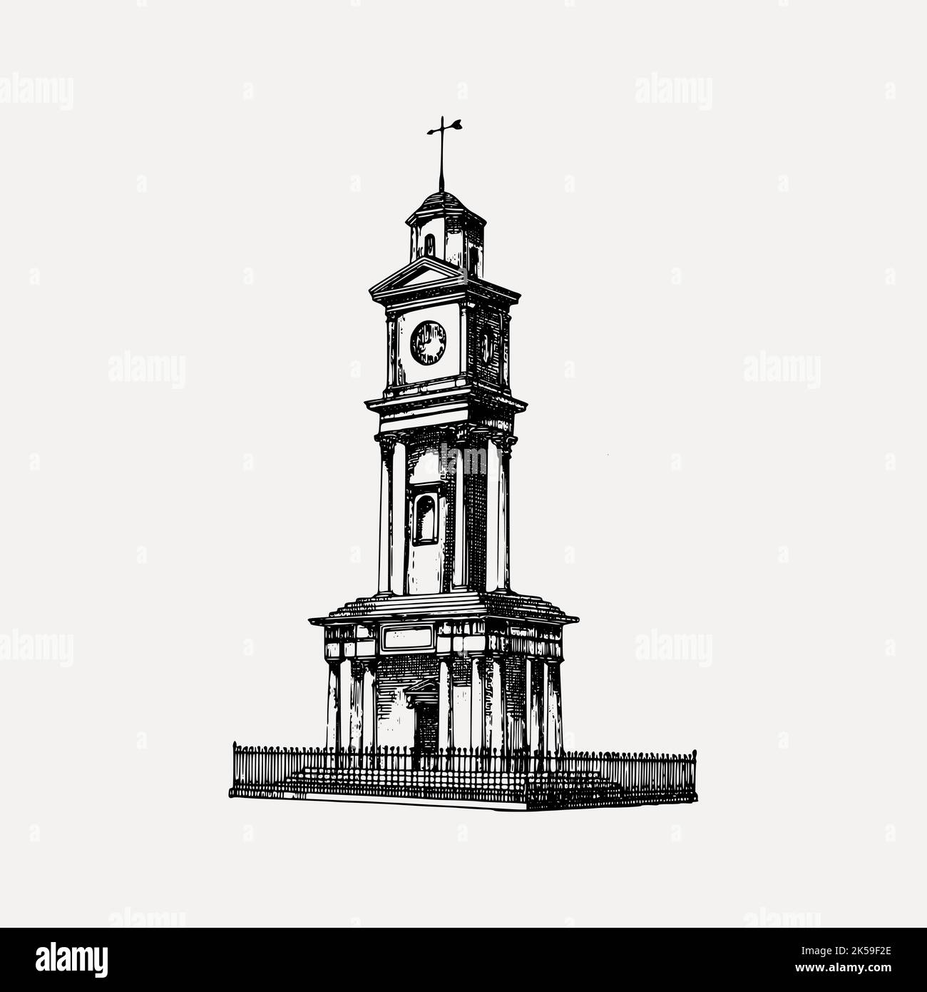 Tower drawing, vintage architecture illustration vector Stock Vector ...