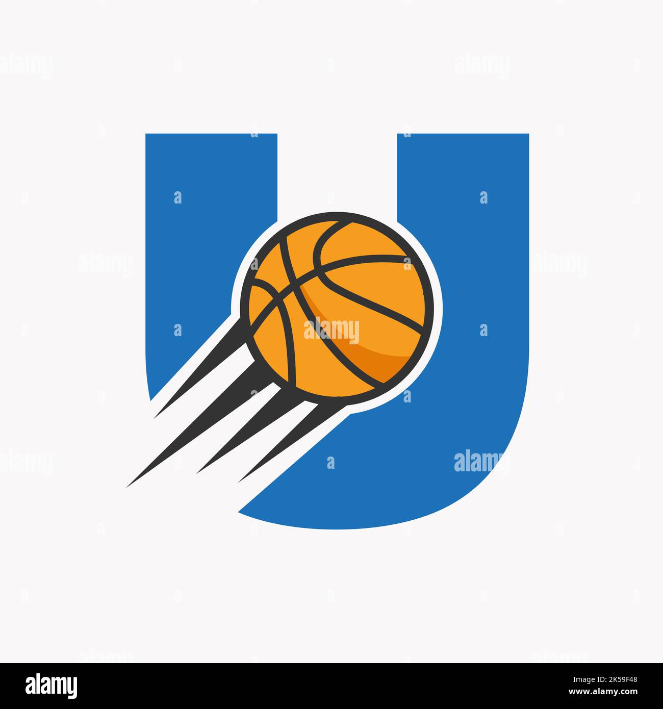 Initial Letter U Basketball Logo Concept With Moving Basketball Icon ...