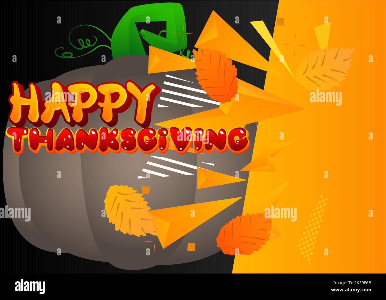 Thanksgiving. Word written with Children's font in cartoon style Stock ...