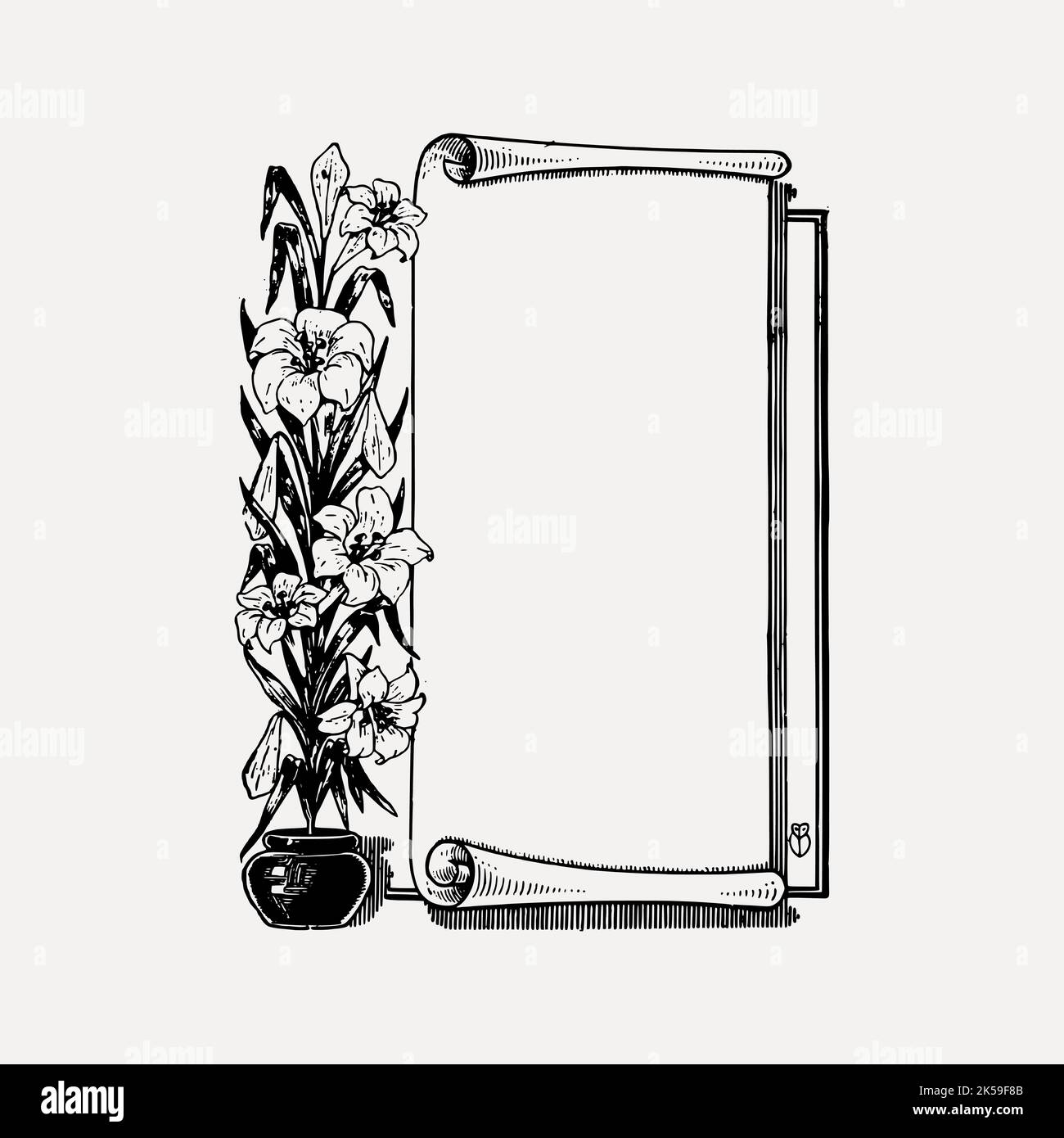 Vintage scroll collage element, frame illustration vector Stock Vector ...