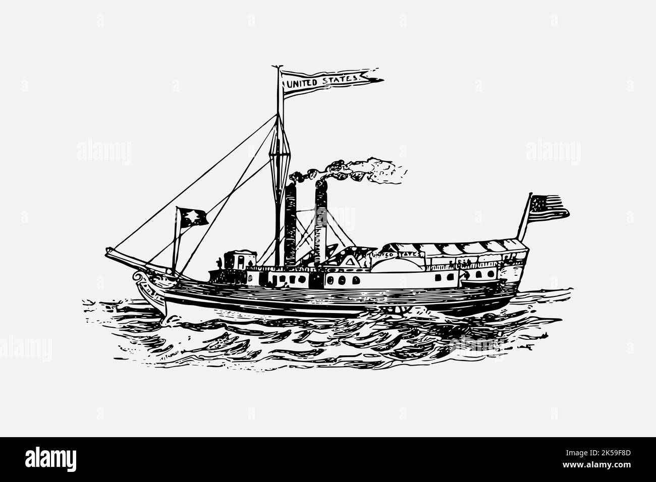 Antique ship drawing, voyage illustration vector Stock Vector Image ...