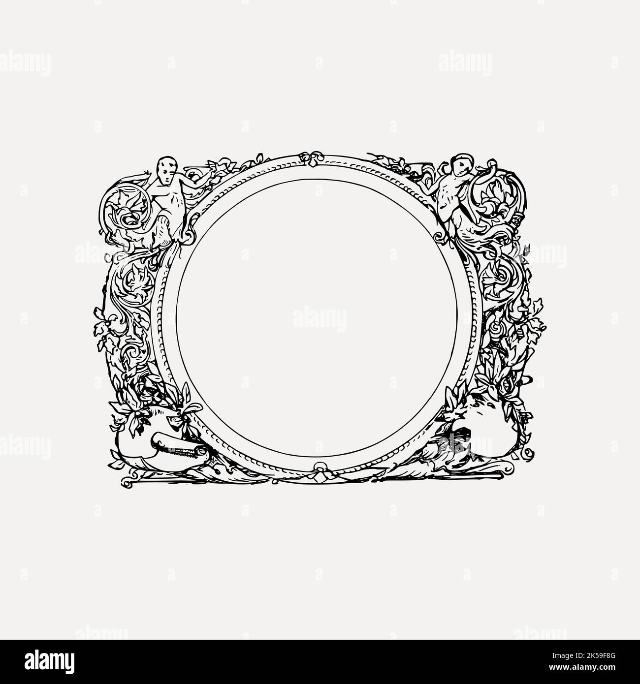 Ornamental frame drawing, vintage illustration vector Stock Vector ...