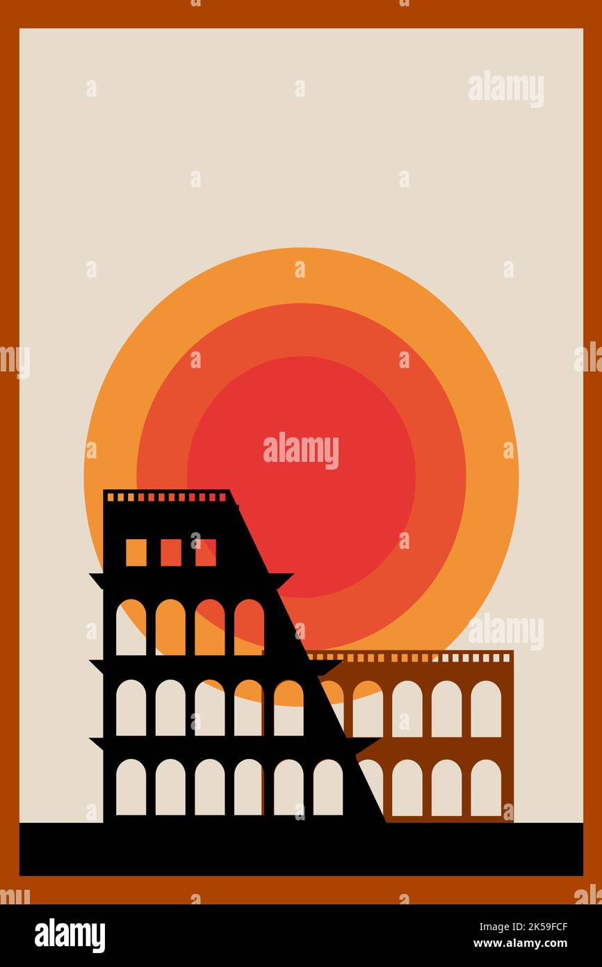 Colosseum sunset poster Stock Vector Images - Alamy