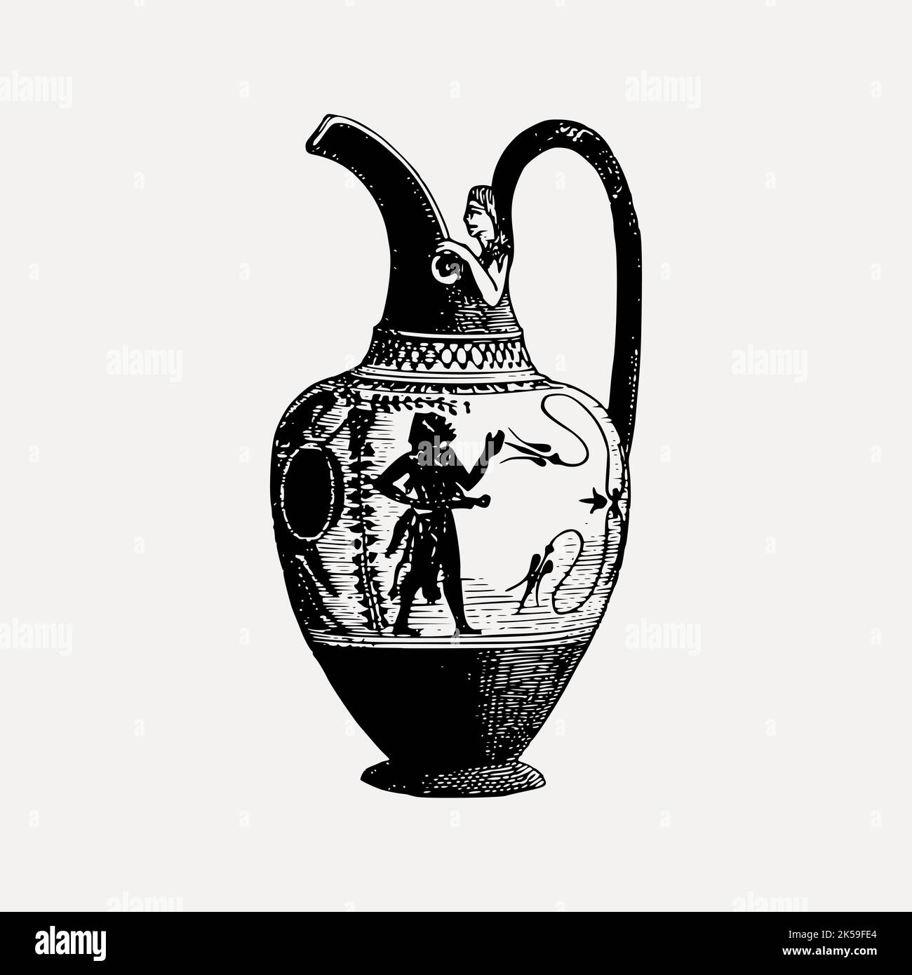 Ancient greek vase drawing, ancient object illustration vector Stock ...