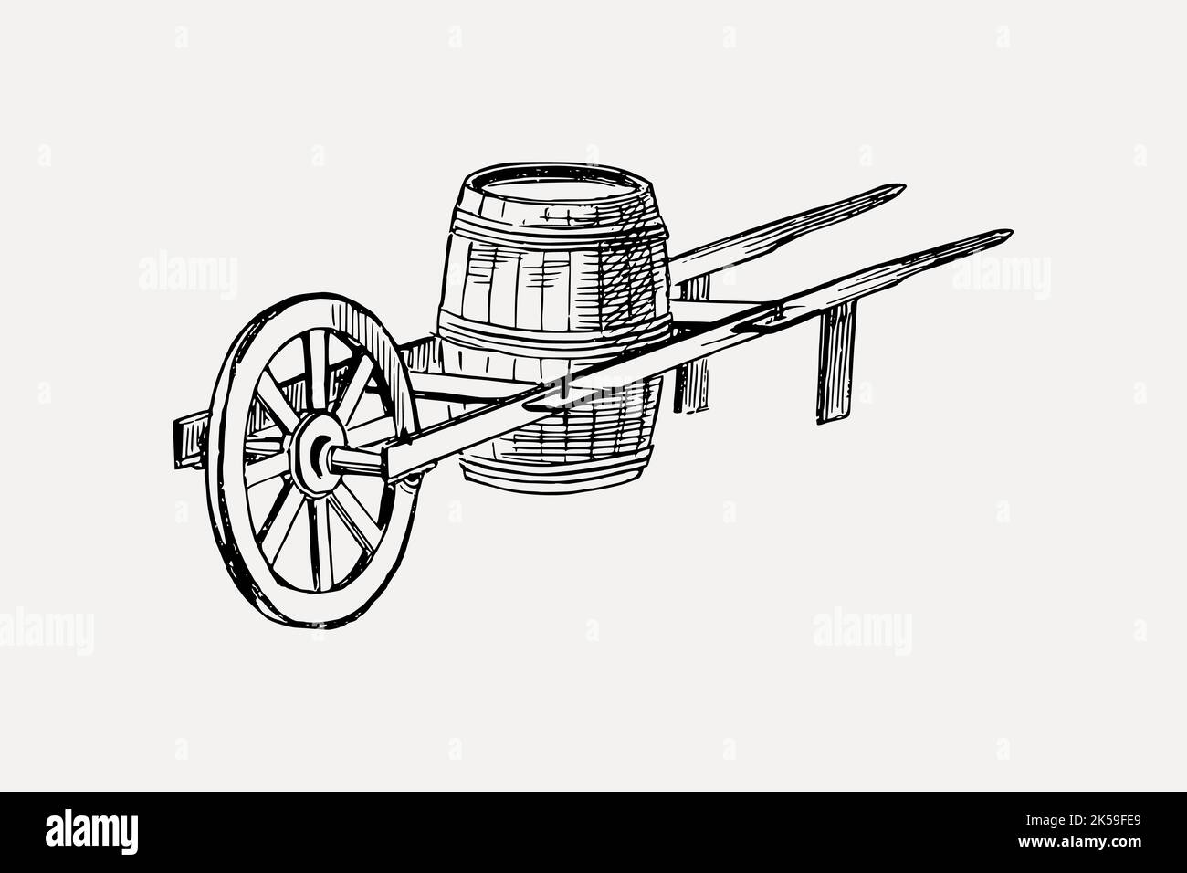 Barrel cart collage element, vintage illustration vector Stock Vector ...