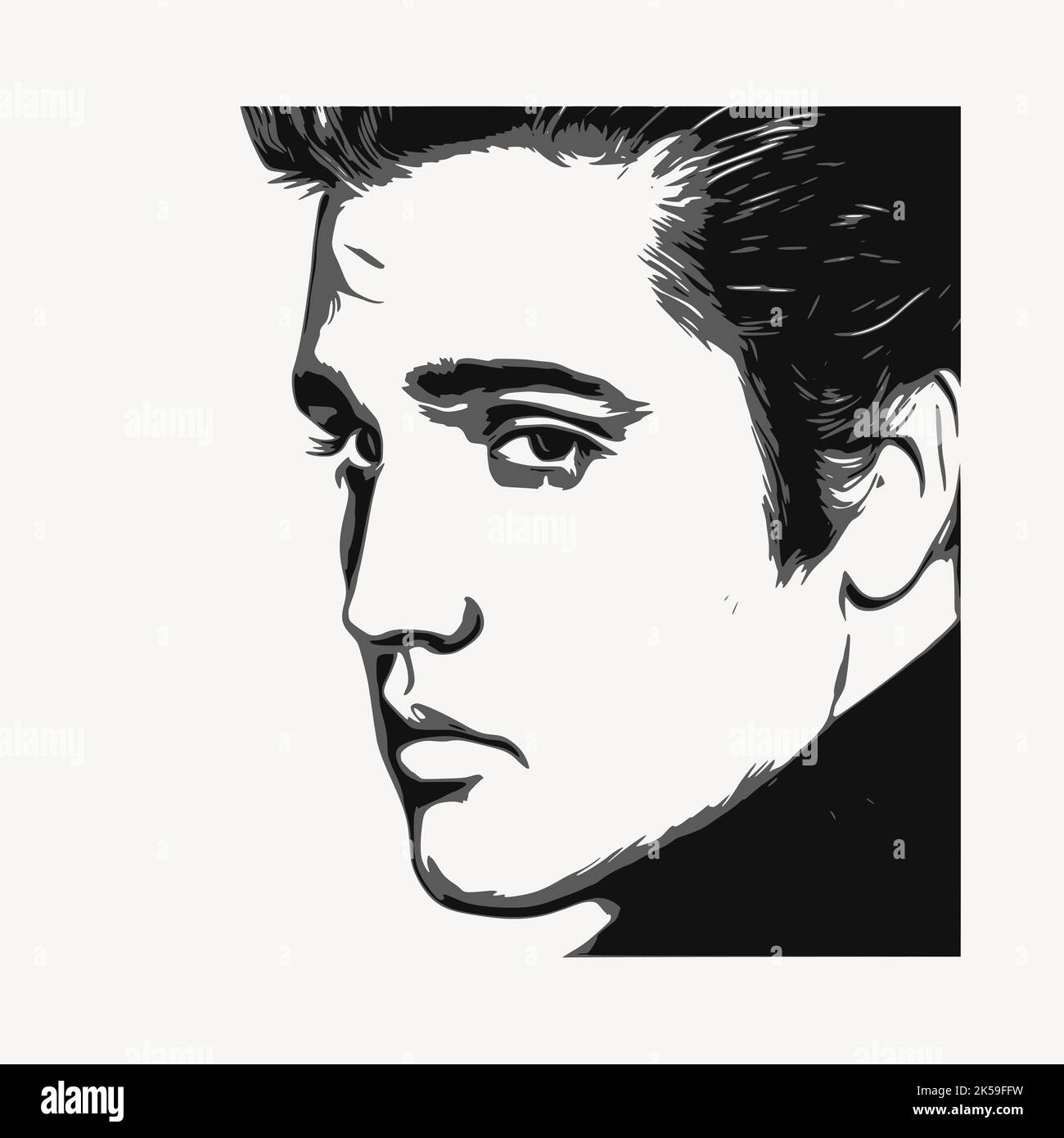 Elvis Presley drawing, famous singer portrait vector Stock Vector Image ...