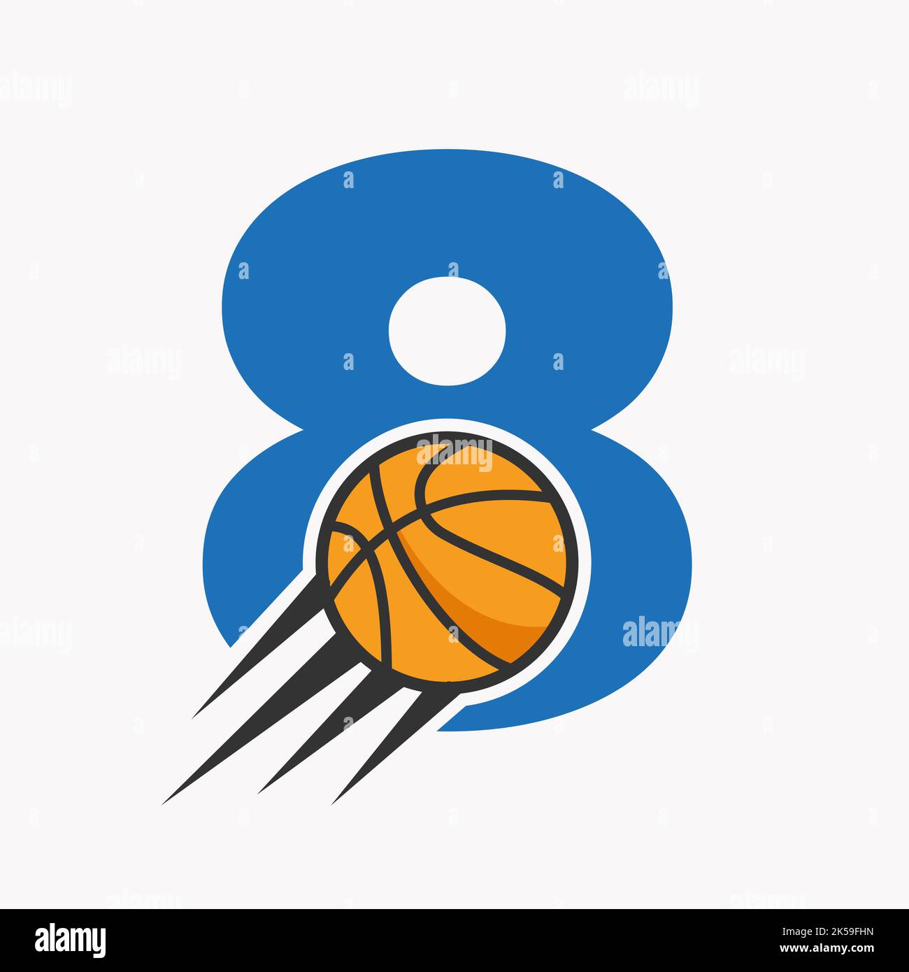 Initial Letter 8 Basketball Logo Concept With Moving Basketball Icon ...
