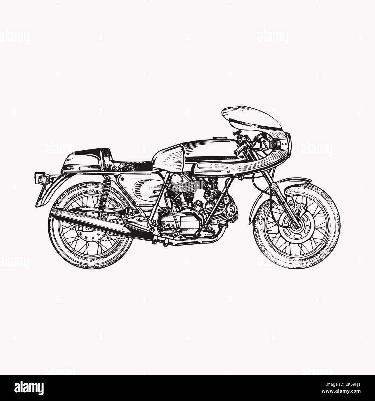 Classic motorcycle drawing, vehicle illustration vector Stock Vector ...