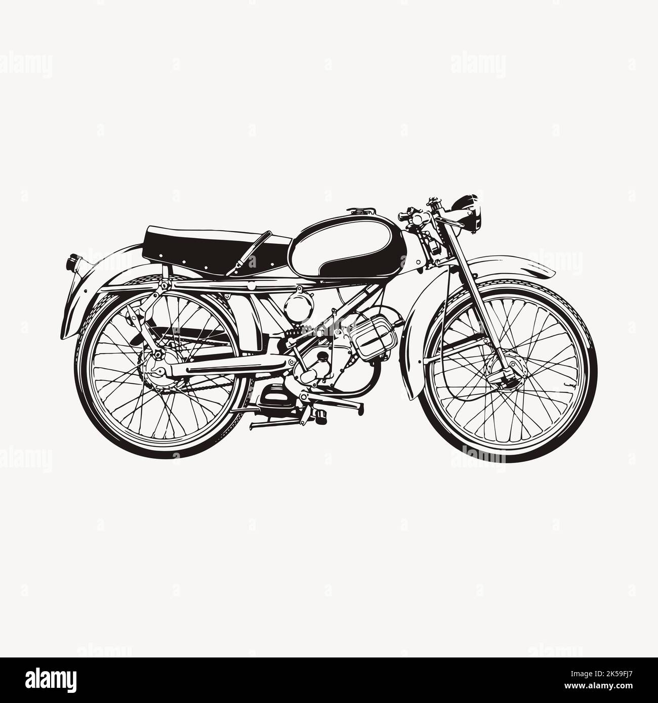Classic motorcycle drawing, vehicle illustration vector Stock Vector ...