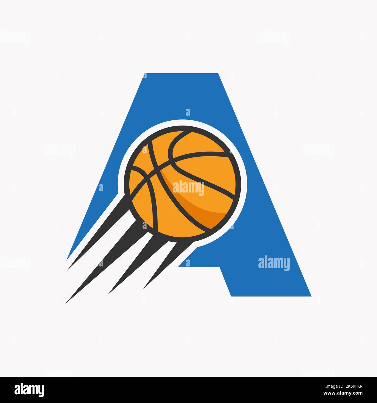Initial Letter A Basketball Logo Concept With Moving Basketball Icon ...
