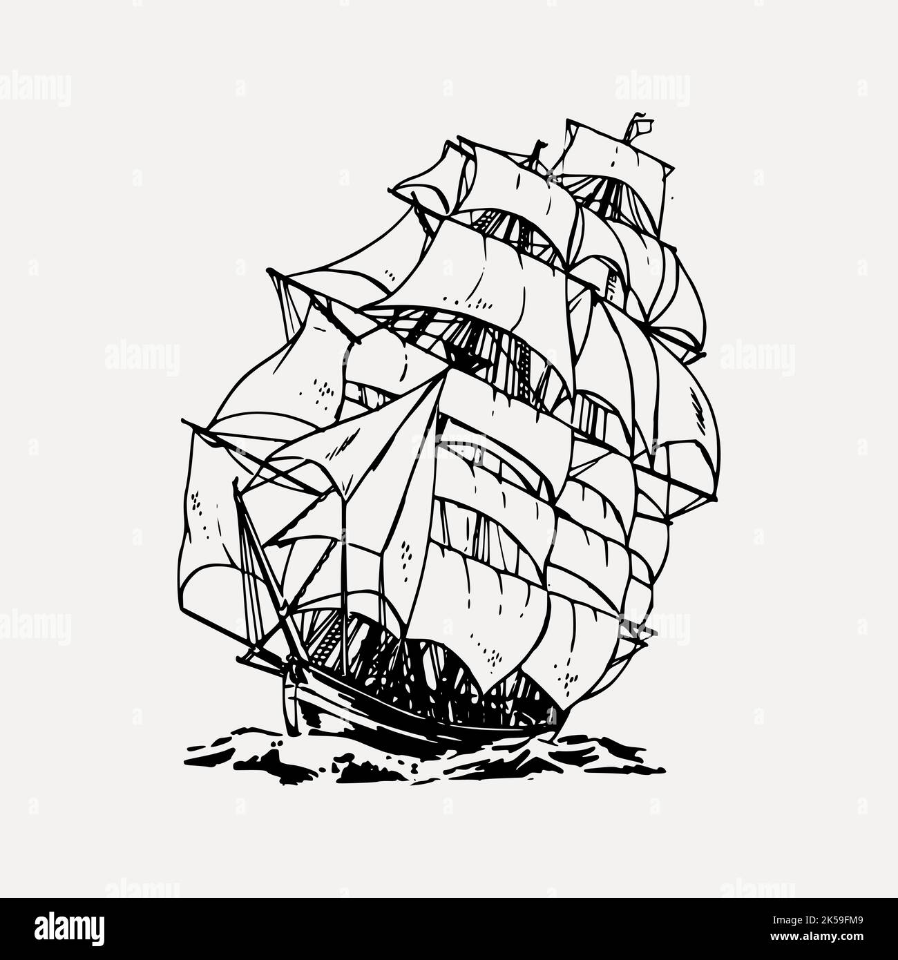 Ship collage element, adventure illustration vector Stock Vector Image ...