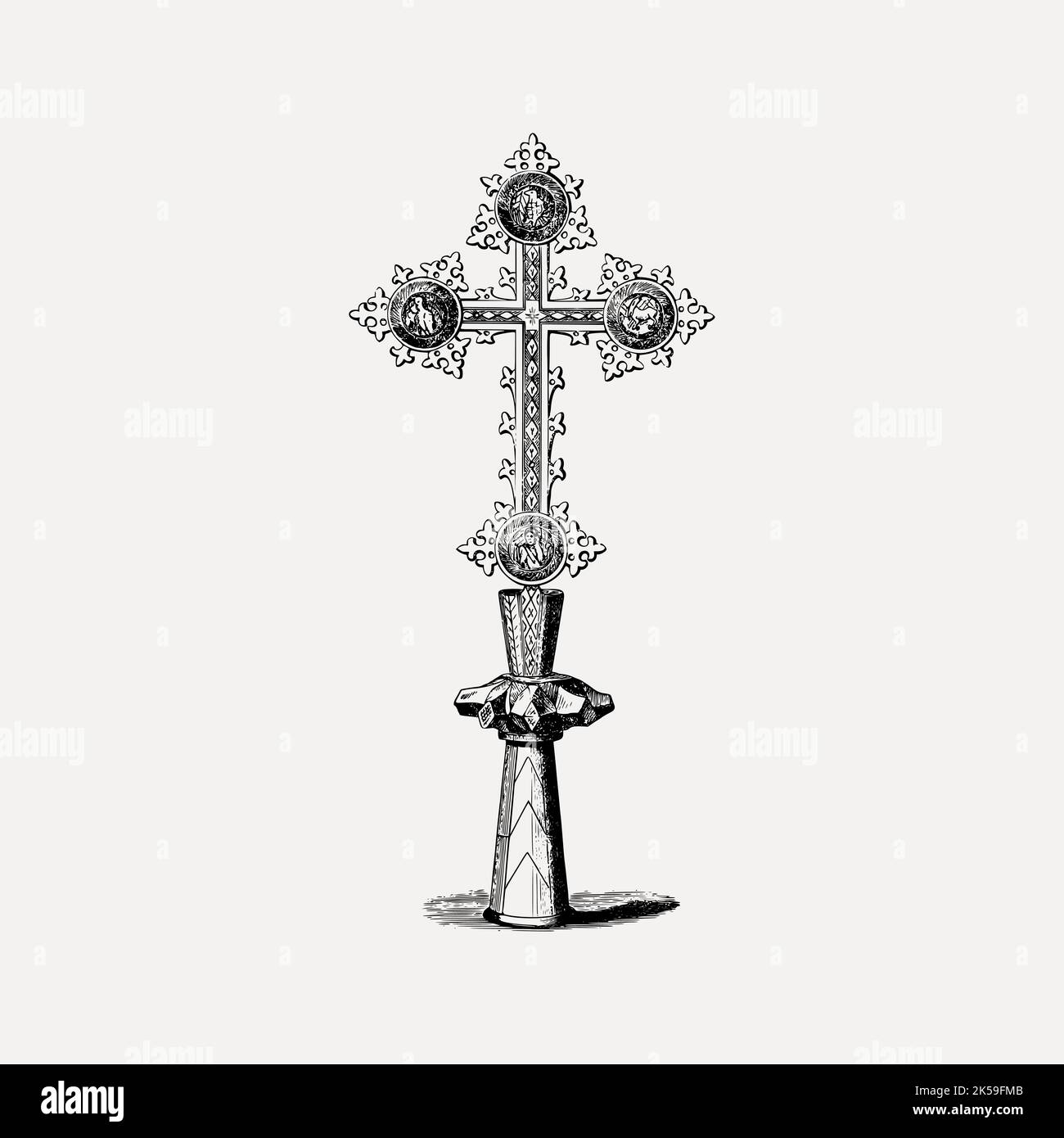 Church cross drawing, Catholicism religion illustration vector Stock ...