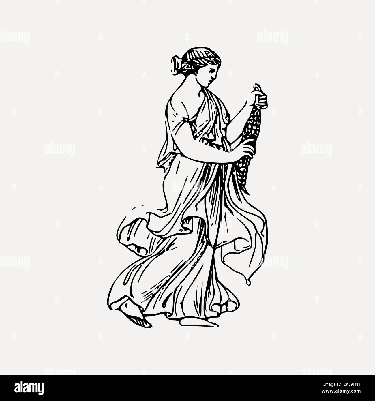 Ancient farmer collage element, Greek woman illustration vector Stock ...