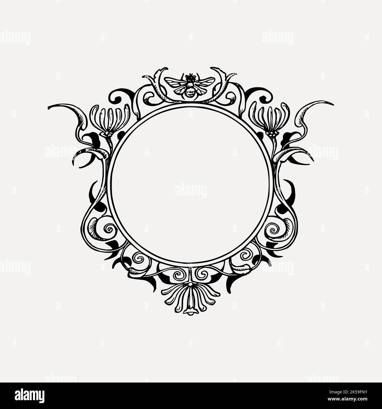 Decorative frame drawing, vintage illustration vector Stock Vector ...