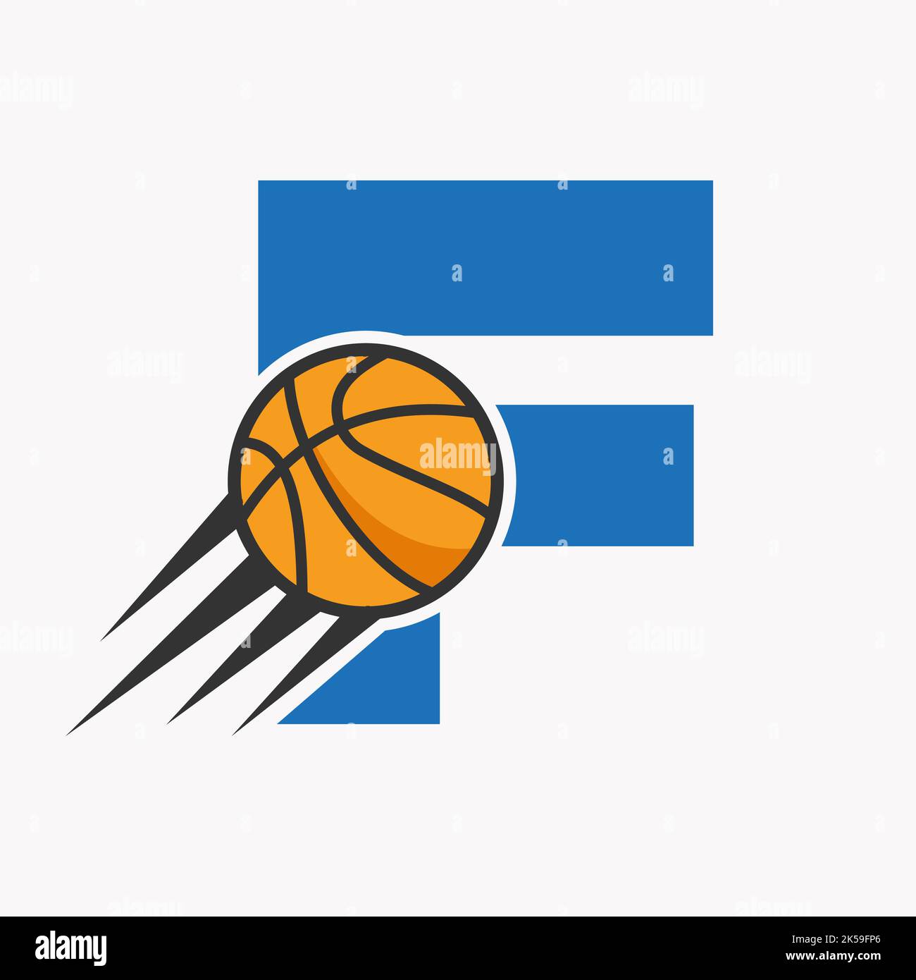 Initial Letter F Basketball Logo Concept With Moving Basketball Icon ...