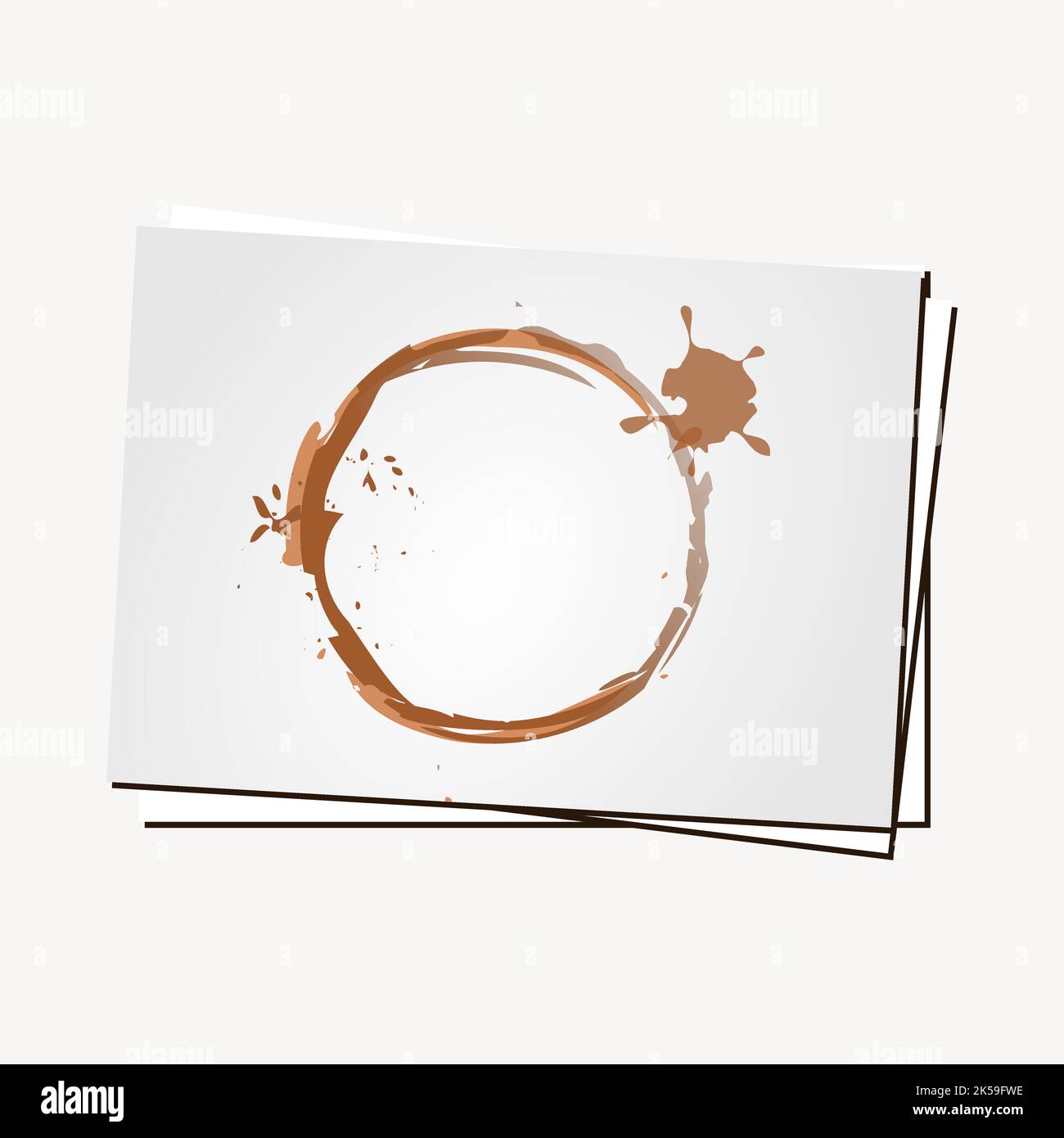 Coffee stain paper frame clipart, decoration illustration vector Stock ...