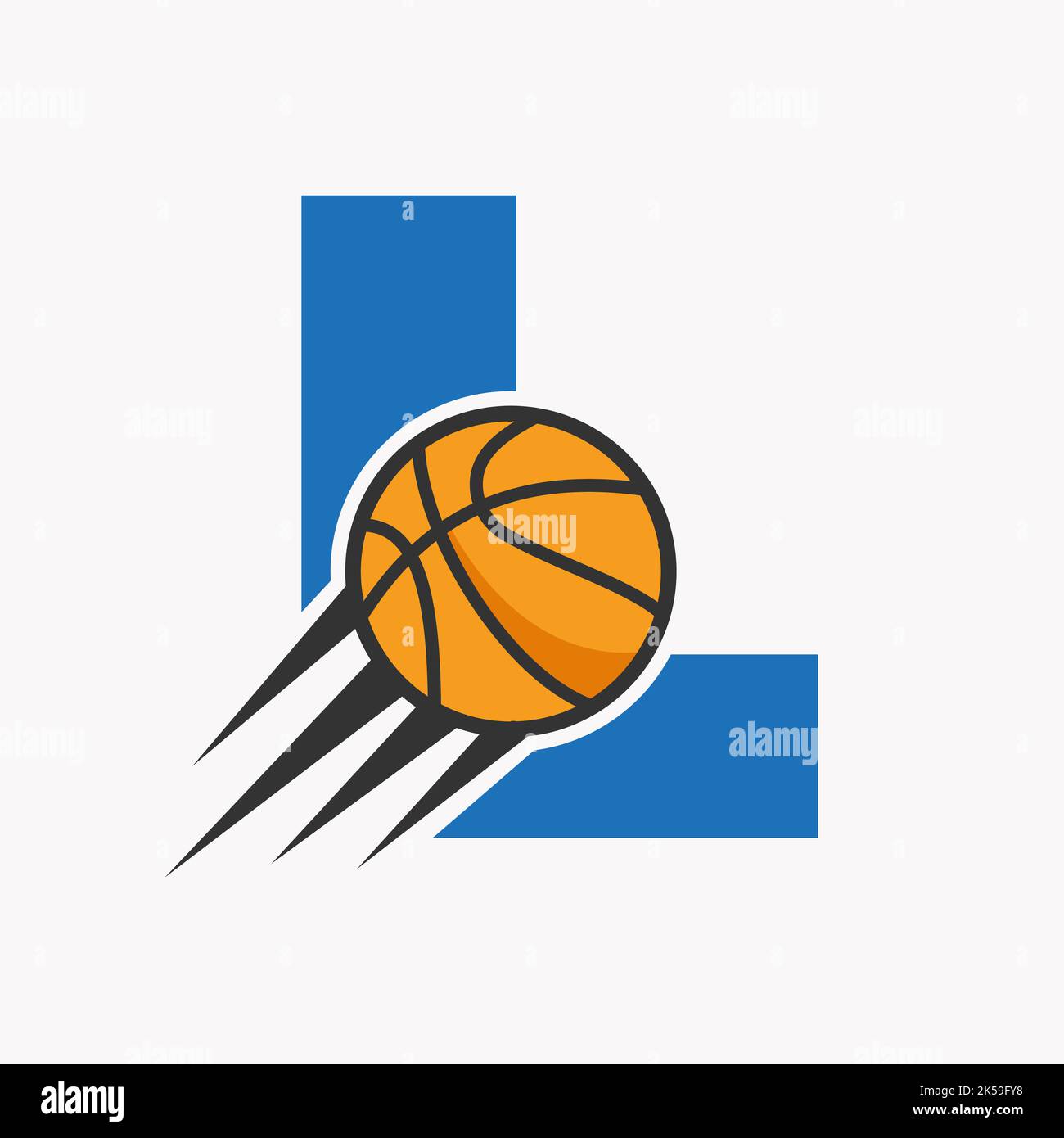 Initial Letter L Basketball Logo Concept With Moving Basketball Icon ...