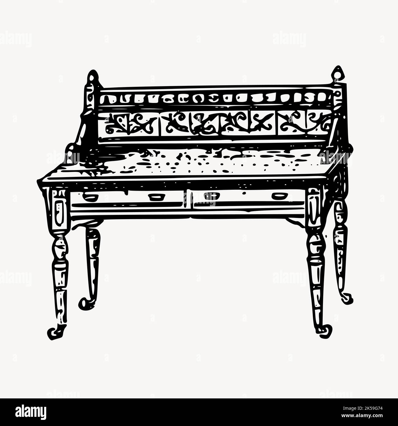 Dressing table clipart, vintage furniture illustration vector Stock ...