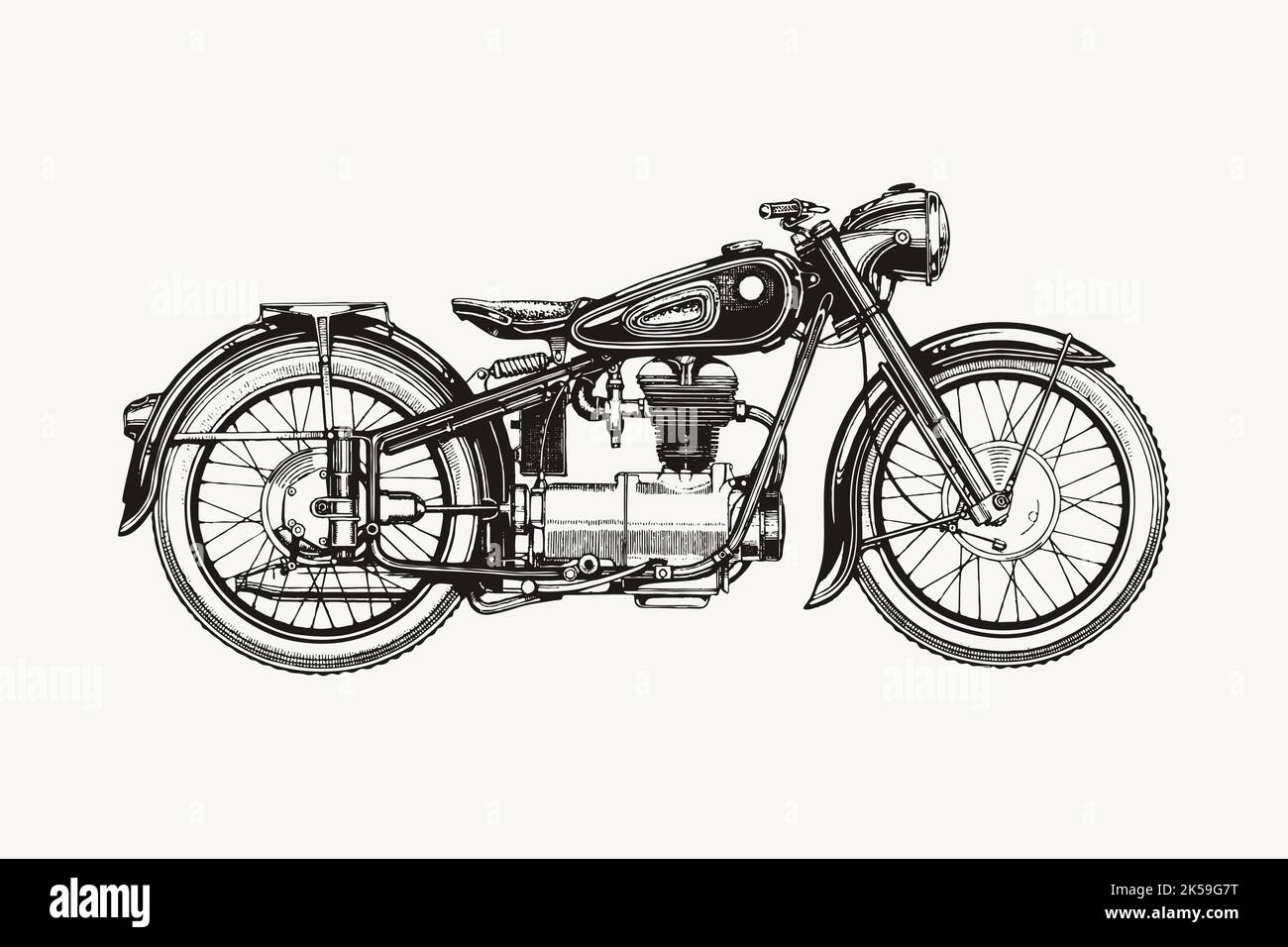 Classic motorcycle drawing, vehicle illustration vector Stock Vector ...