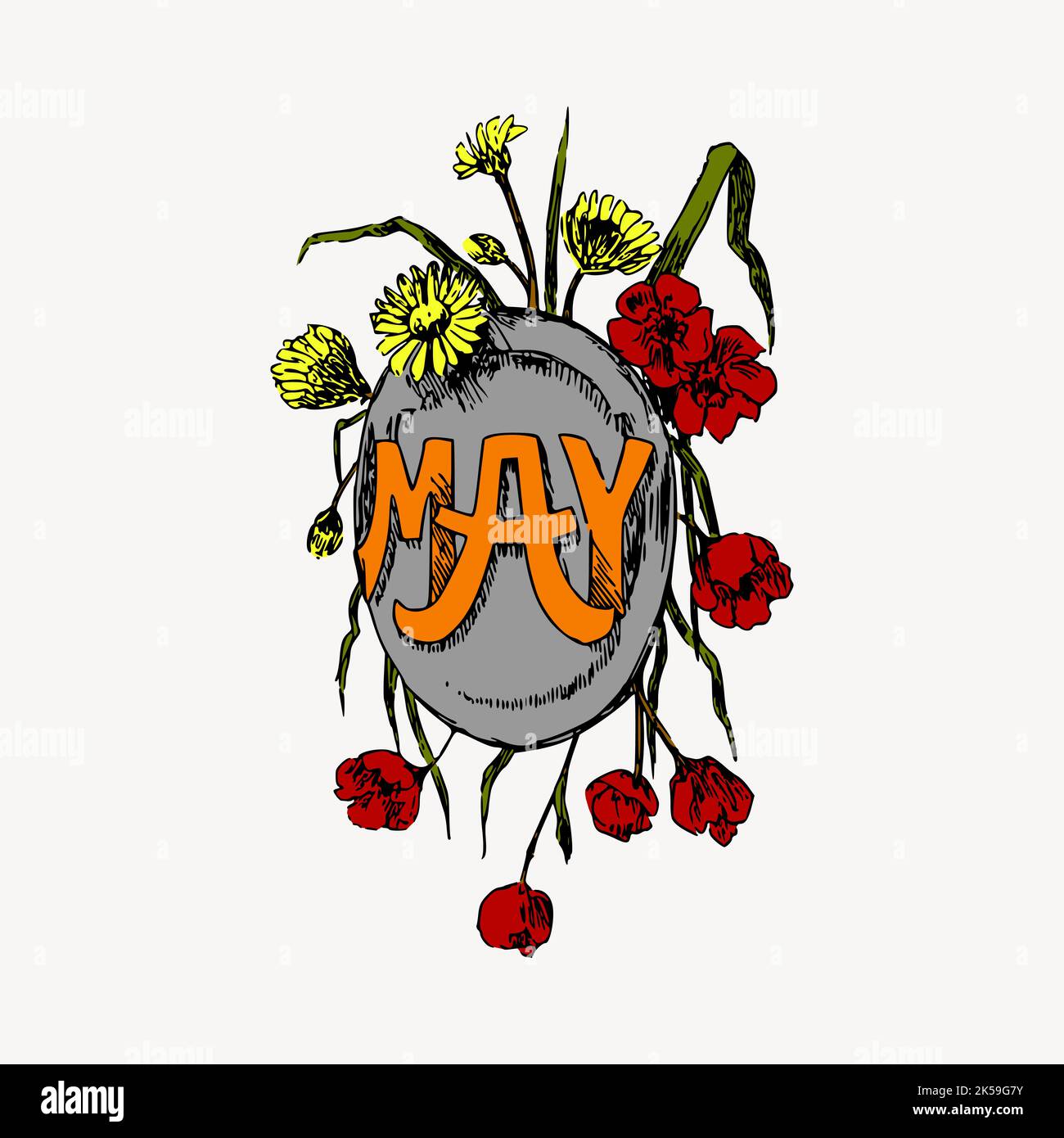 Floral May word illustration clipart vector Stock Vector Image & Art ...