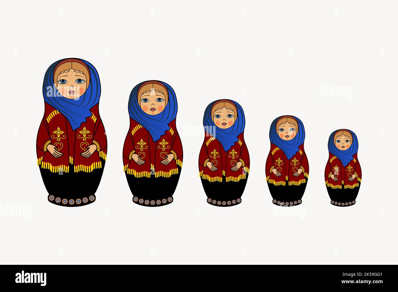 Matryoshka dolls clipart, object illustration vector Stock Vector Image ...