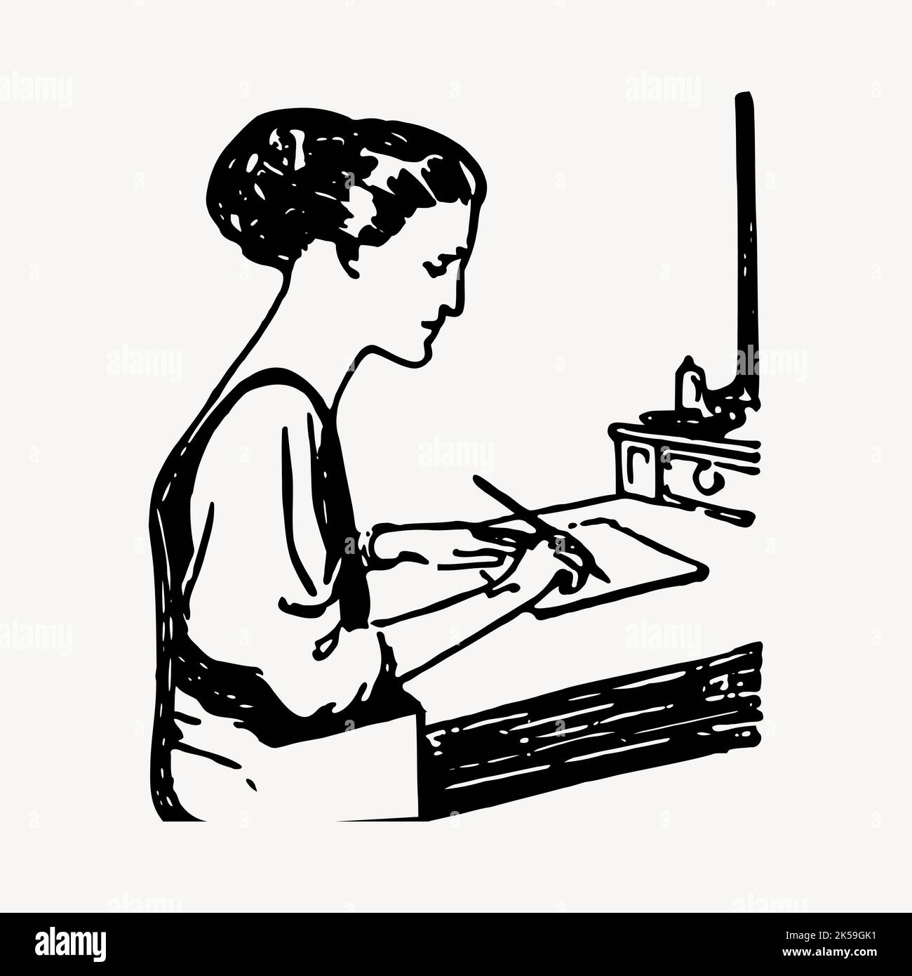 Woman writing letter illustration clipart vector Stock Vector Image ...