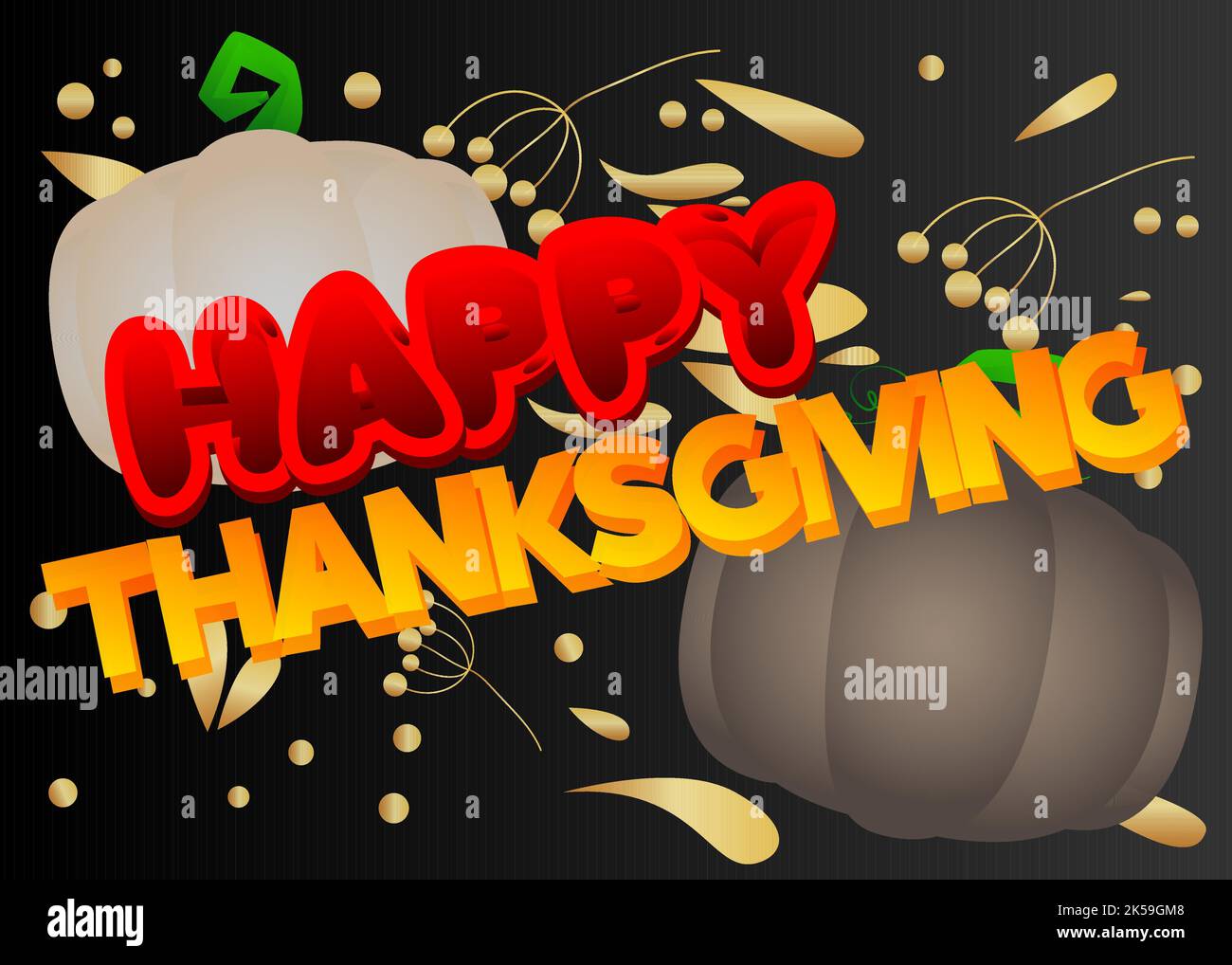 Thanksgiving. Word written with Children's font in cartoon style Stock ...
