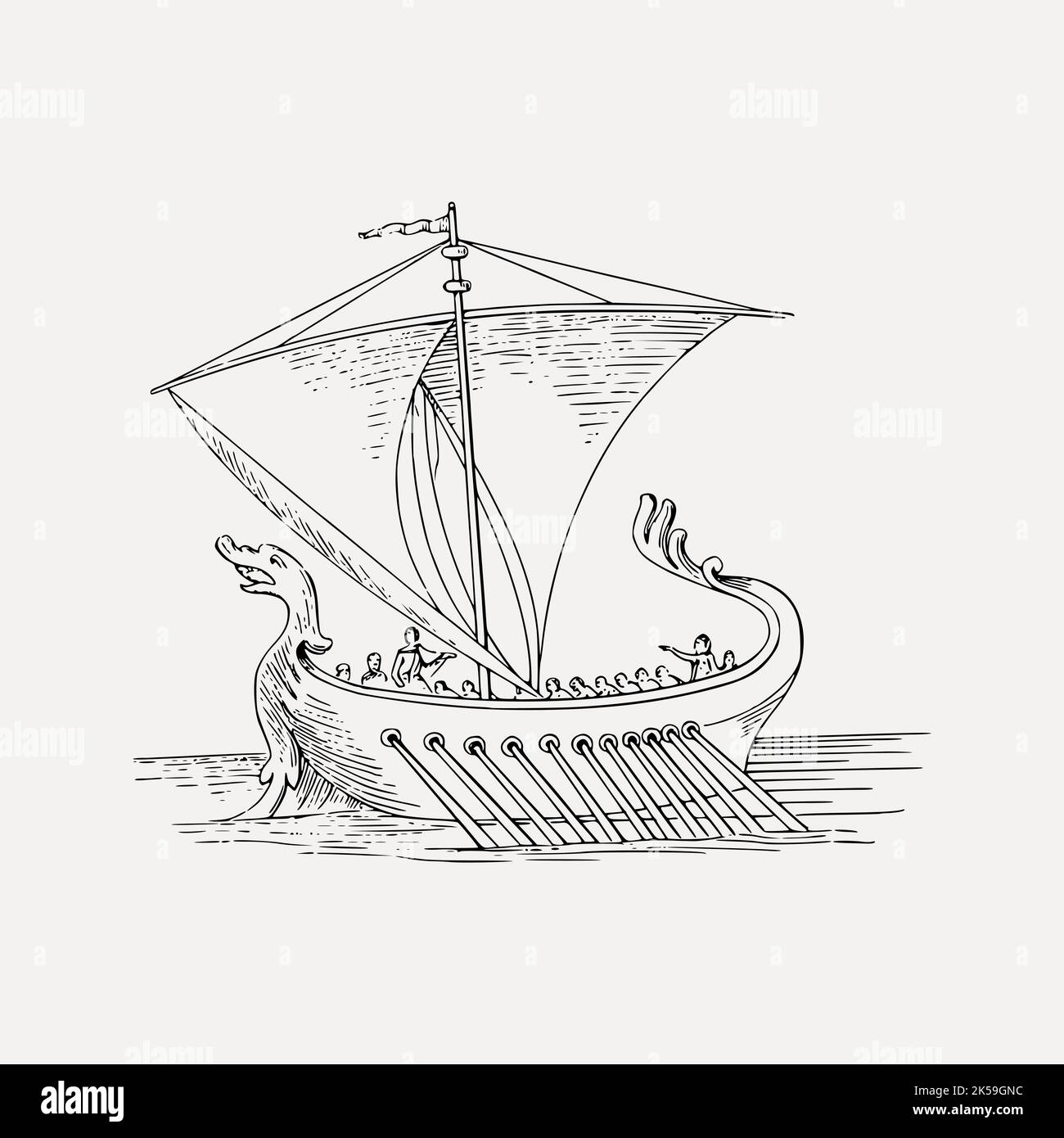 Antique ship collage element, adventure illustration vector Stock ...