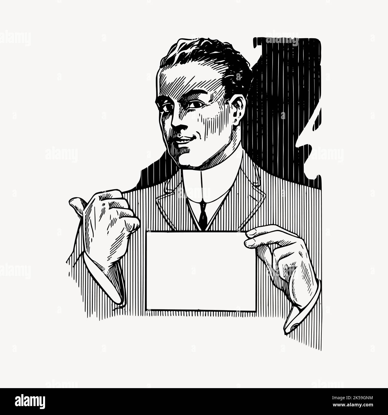 Blank placard, man in suit illustration clipart vector Stock Vector ...