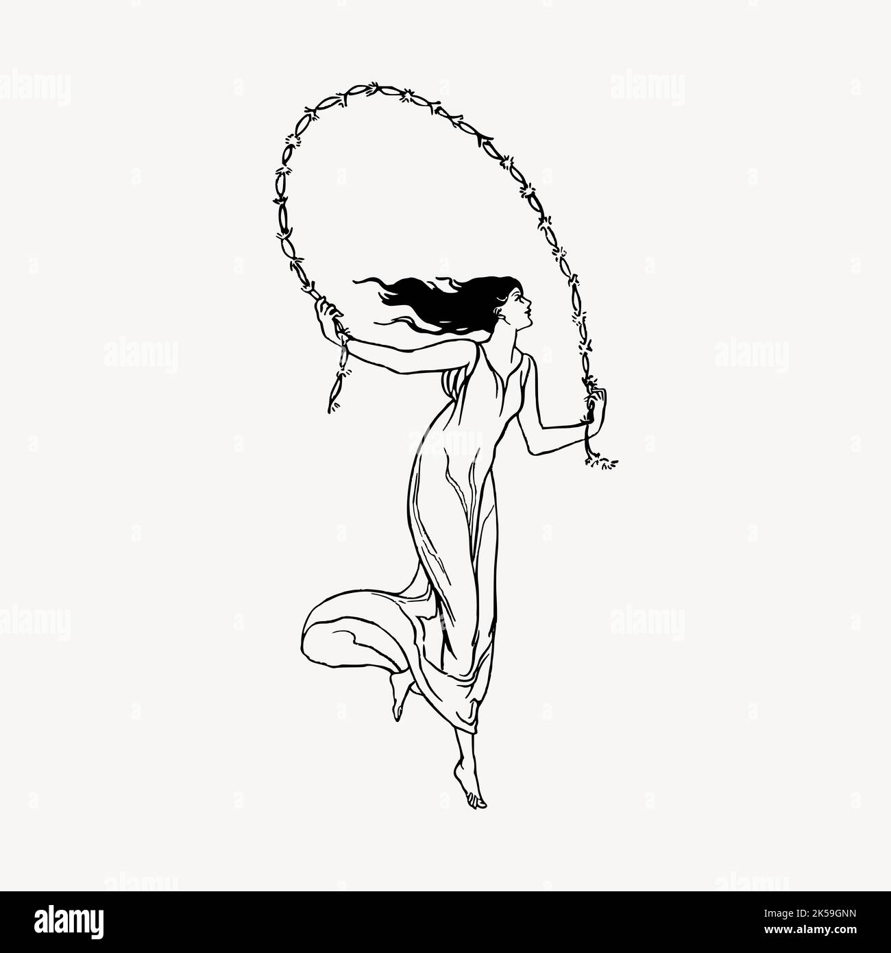 Maiden skipping rope illustration clipart vector Stock Vector Image ...