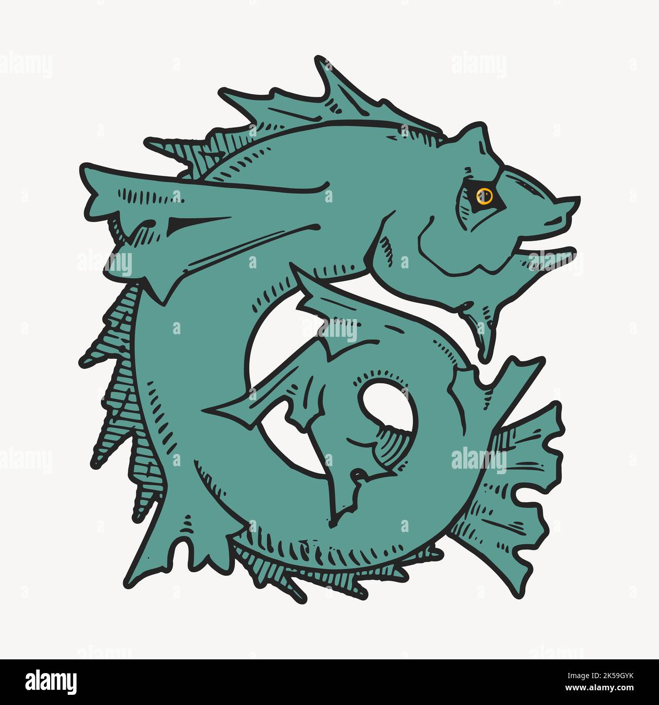 Mythical fish clipart, animal illustration vector Stock Vector Image ...