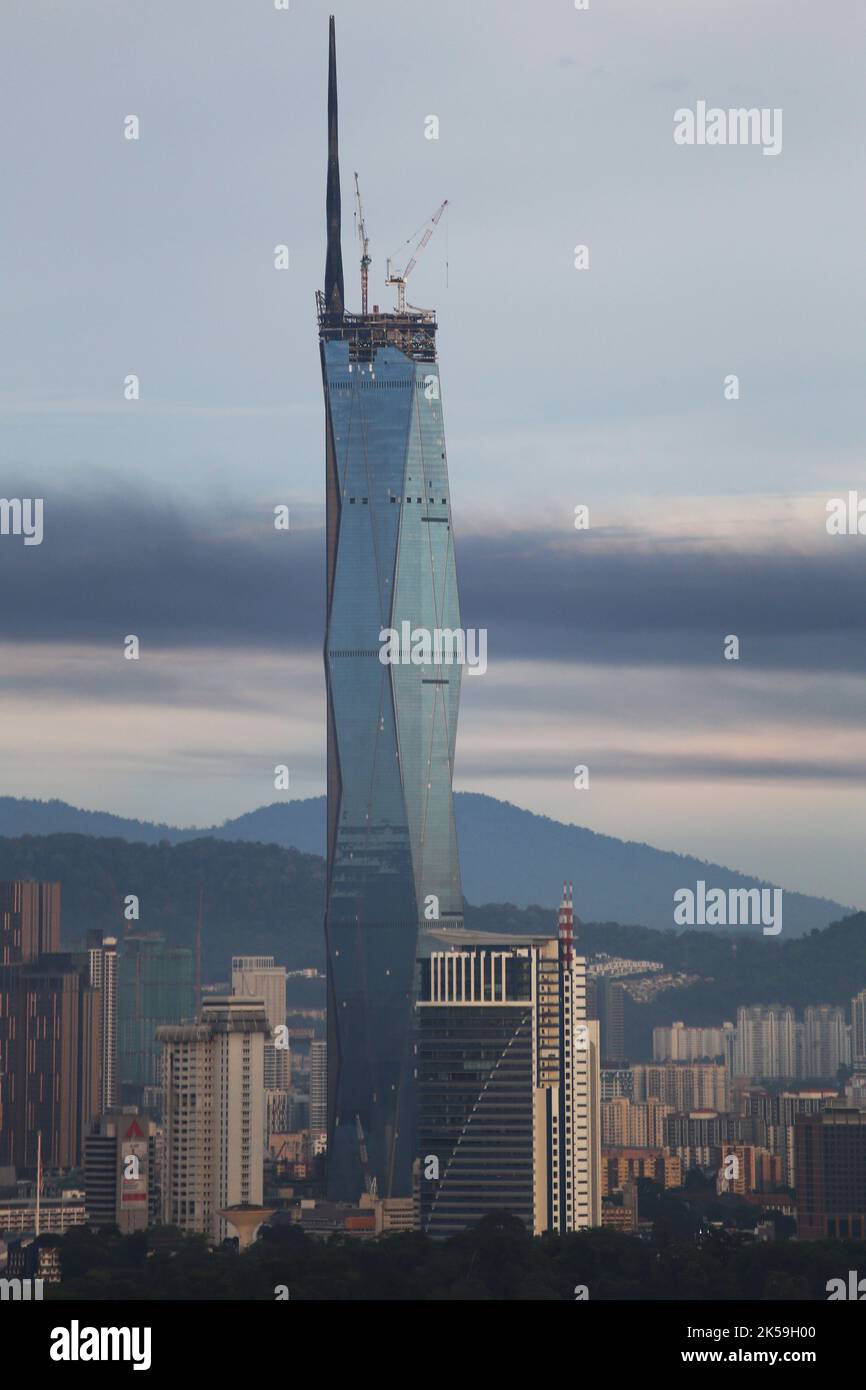 Merdeka tower Kuala Lumpur sunset skyline Stock Photo - Alamy