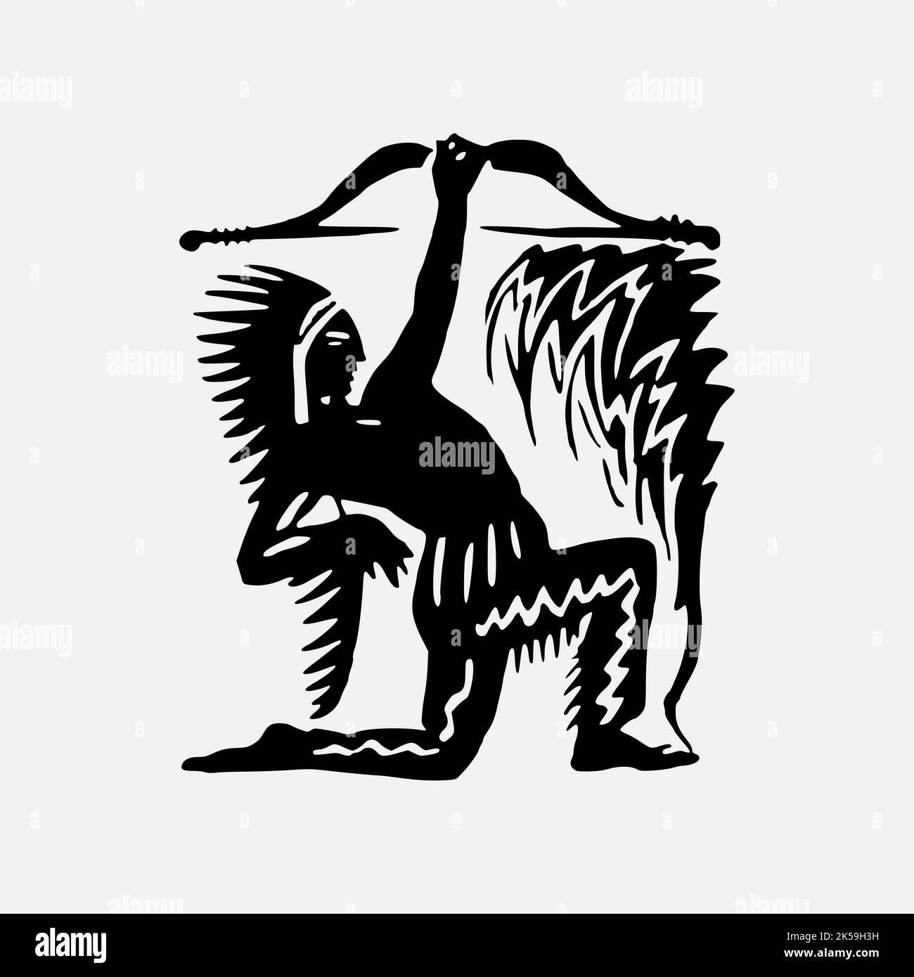Native American collage element, Indian archer illustration vector ...