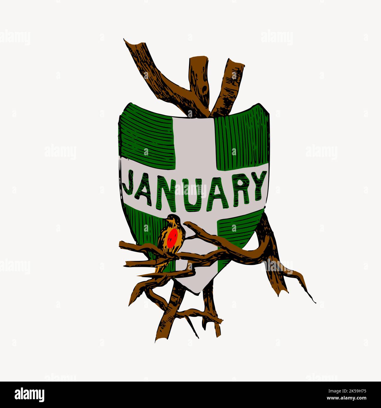 January word, coat of arms illustration clipart vector Stock Vector ...