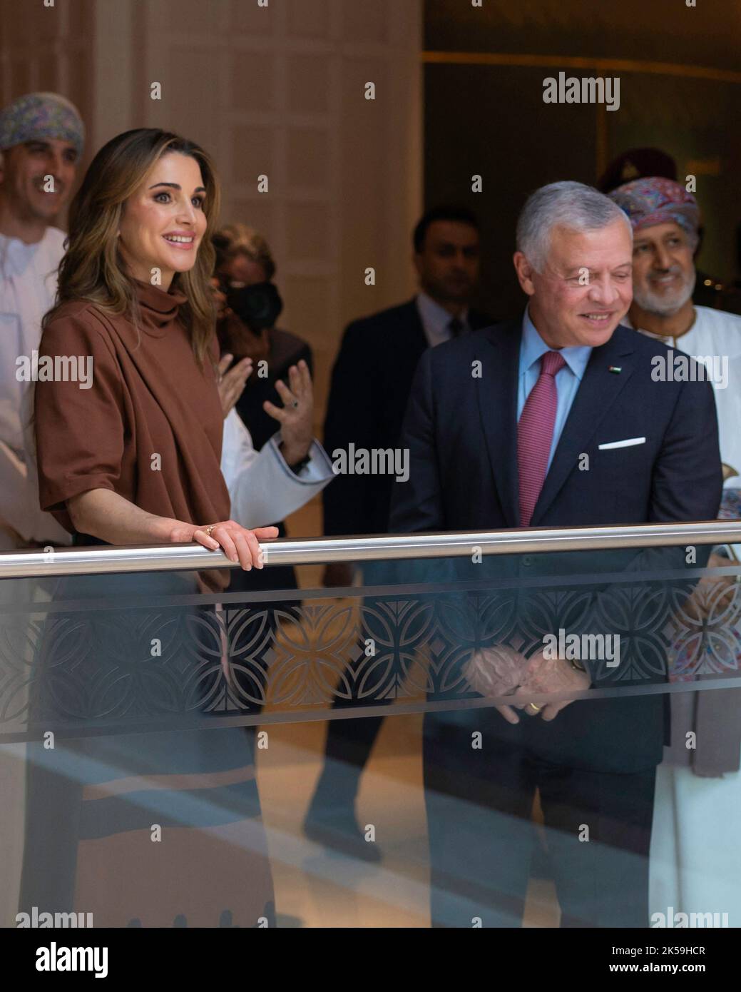 Queen Rania and King Abdullah II of Jordan visit the Opera of Muscat ...