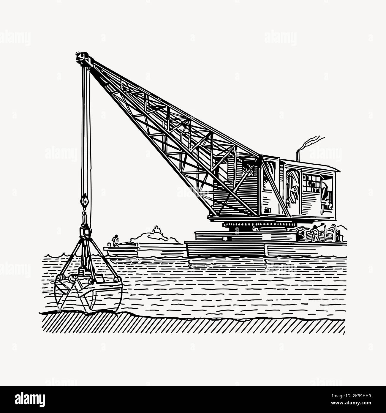 Dredging clipart, vintage hand drawn vector Stock Vector Image & Art ...