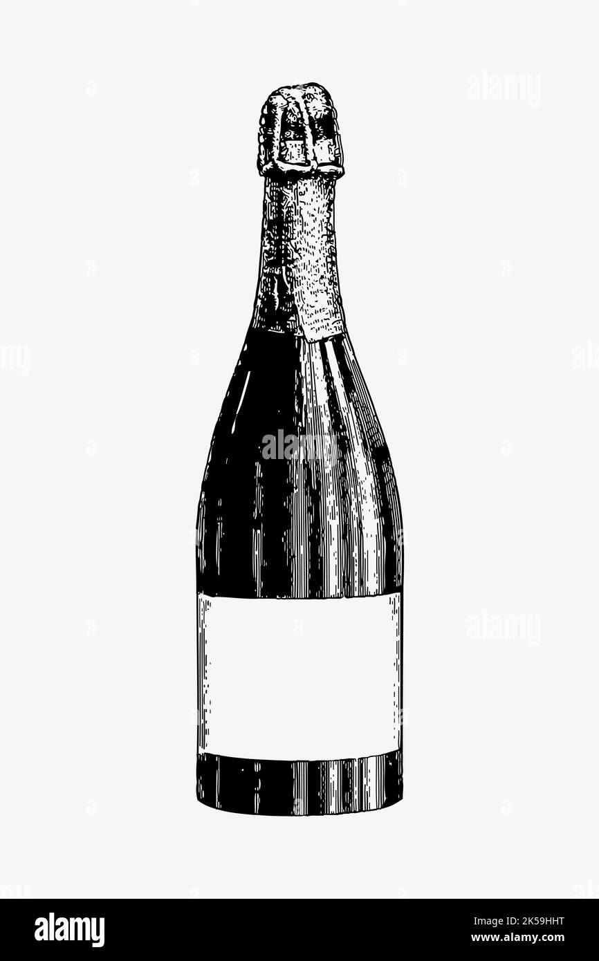 Champagne bottle drawing, object illustration vector Stock Vector Image ...