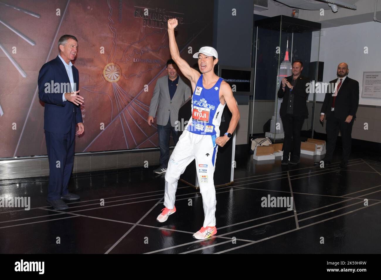 New, York, October 6, 2022. Ryoji Watanabe places second and poses for ...