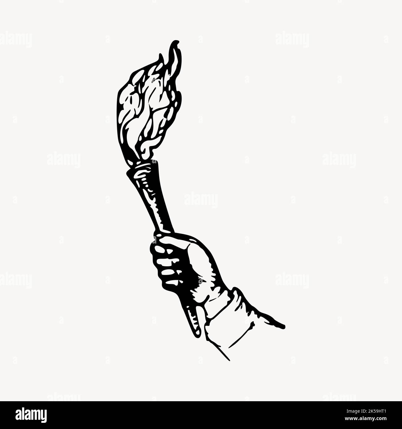 Burning torch clipart, vintage hand drawn vector Stock Vector Image ...