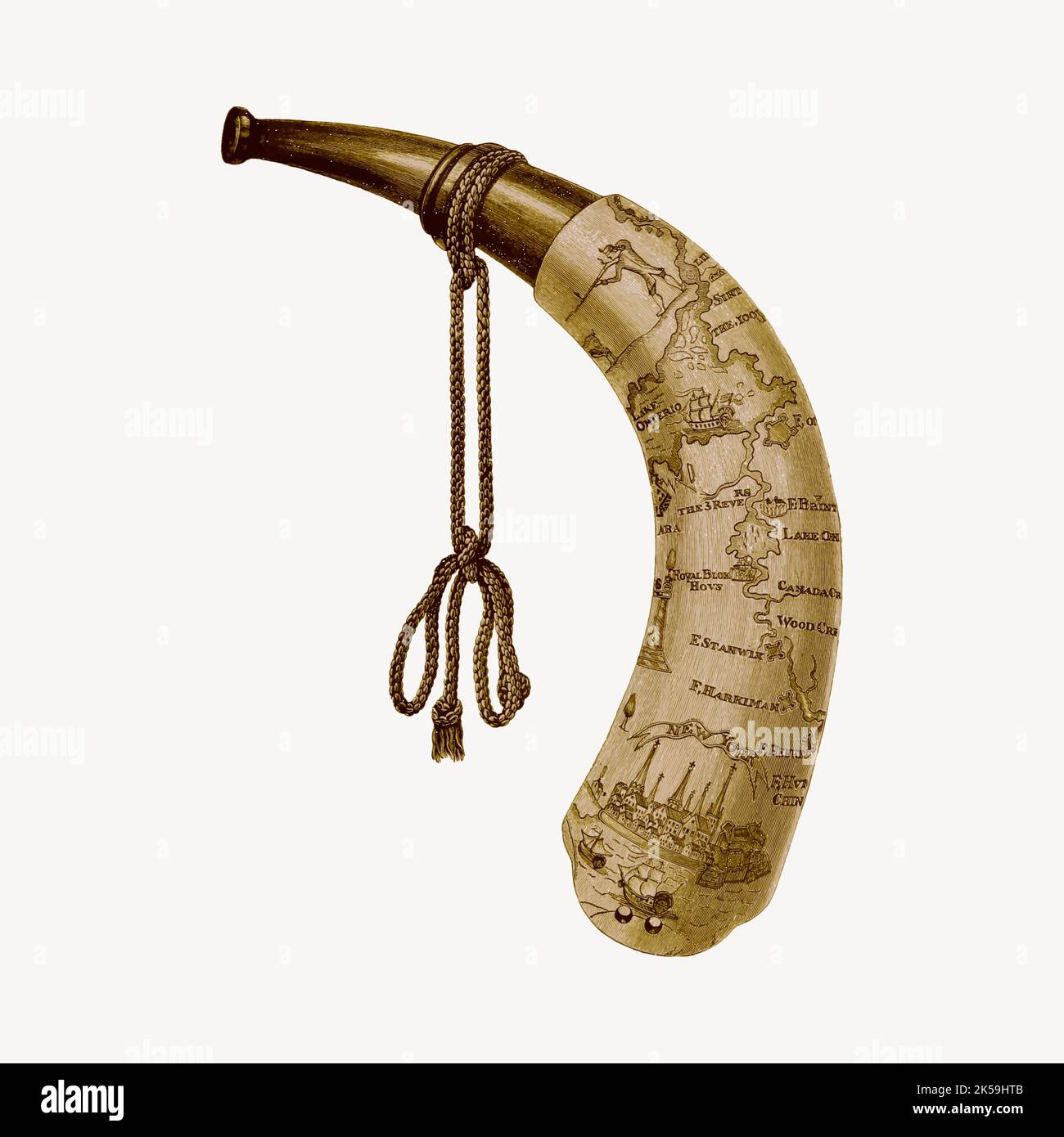 Antique musical horn illustration clipart vector Stock Vector Image ...