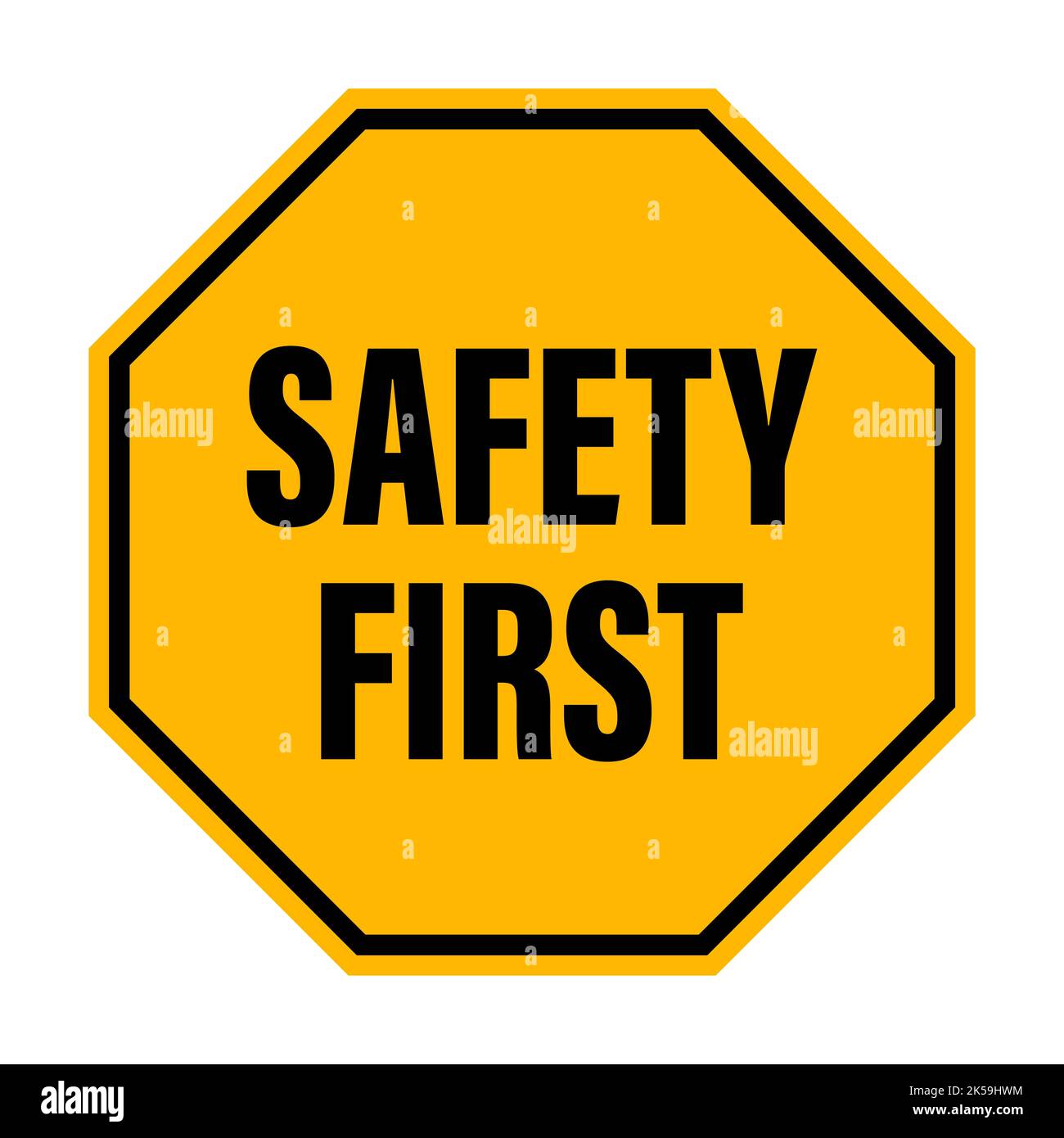 safety first text on yellow octagon logo icon vector for your web ...