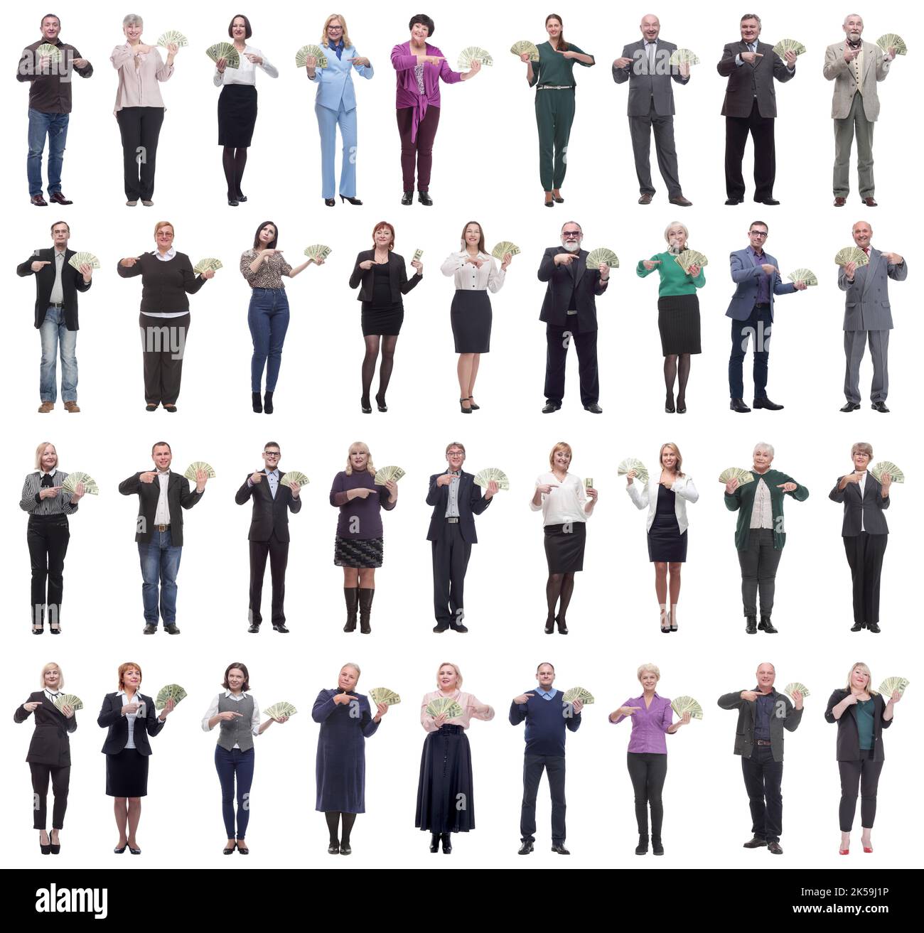 group of successful business people with money isolated Stock Photo - Alamy