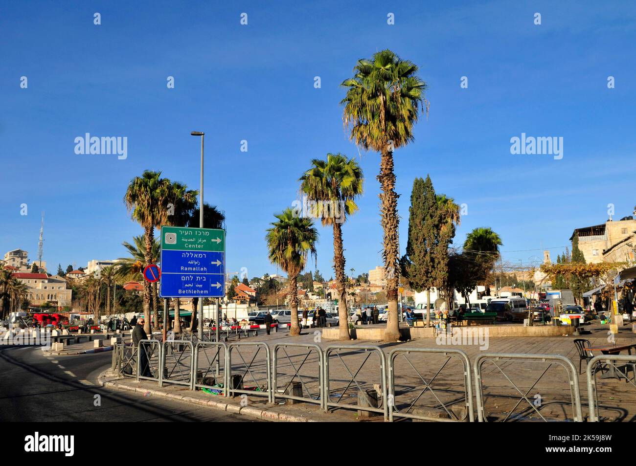 Palm trees outside Damascus Gate in East Jerusalem Stock Photo - Alamy