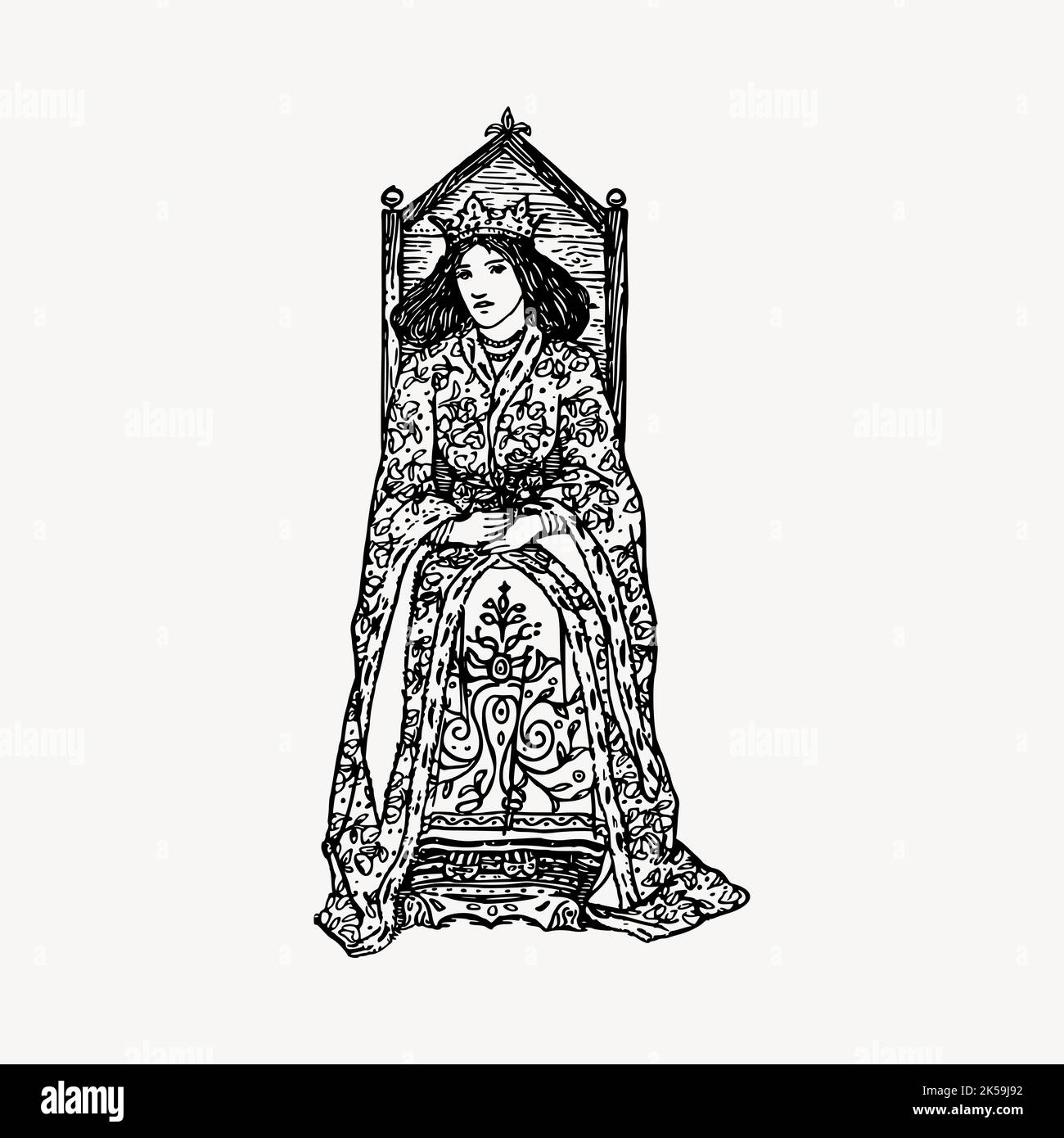 Queen clipart, vintage hand drawn vector Stock Vector Image & Art - Alamy